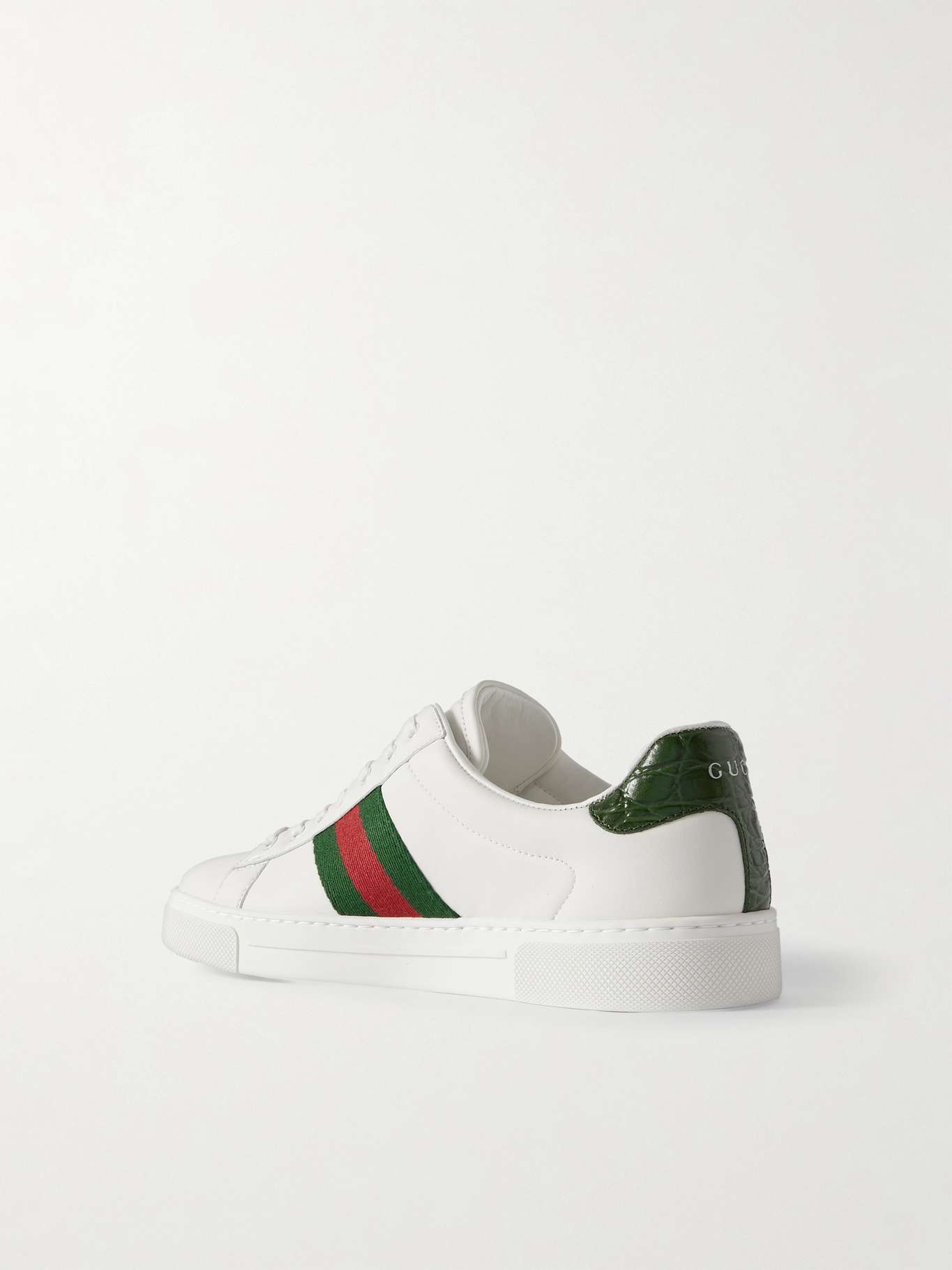 GUCCI Ace webbing-trimmed leather sneakers | NET-A-PORTER