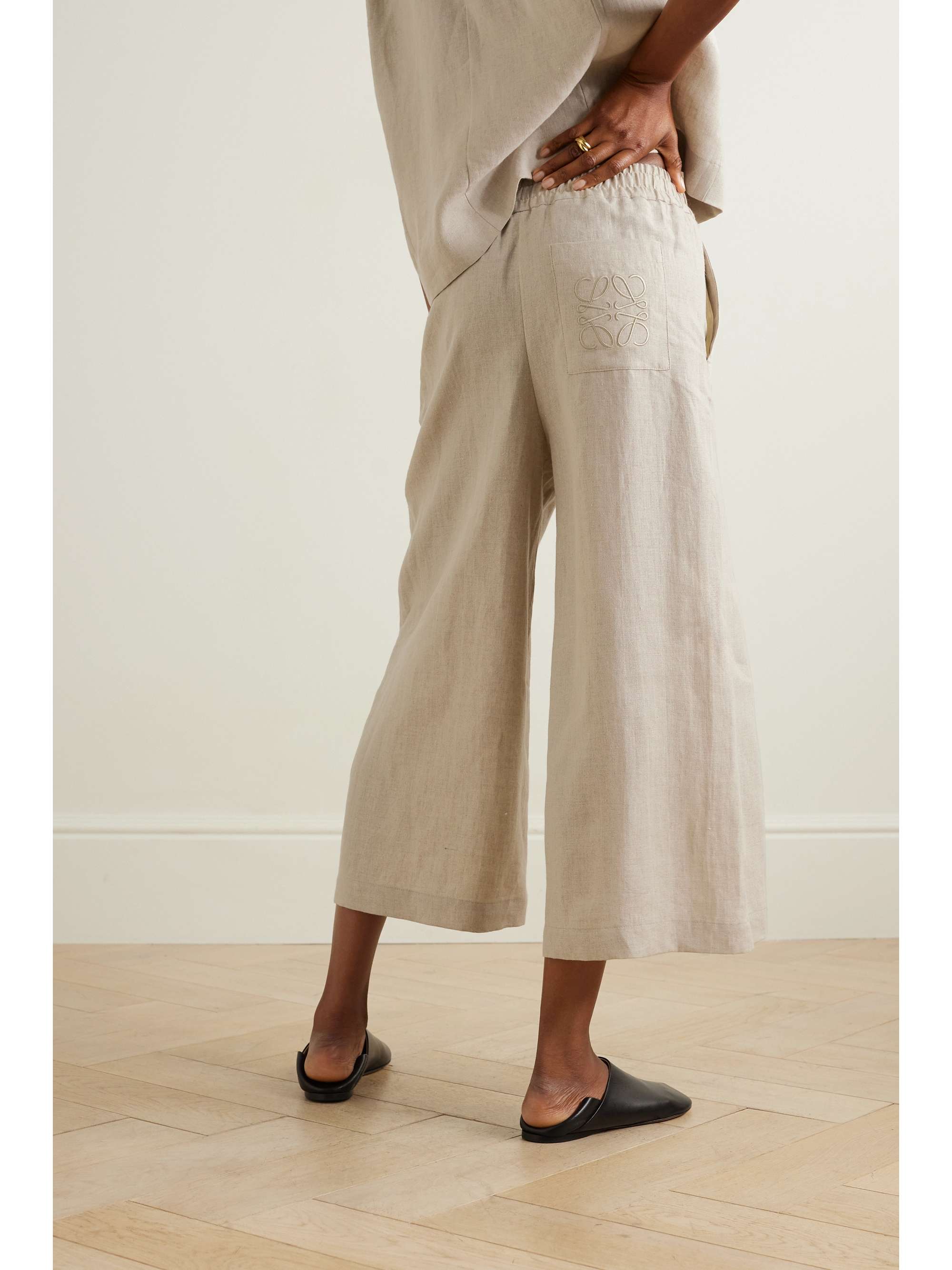 LOEWE Cropped linen wide-leg pants | NET-A-PORTER