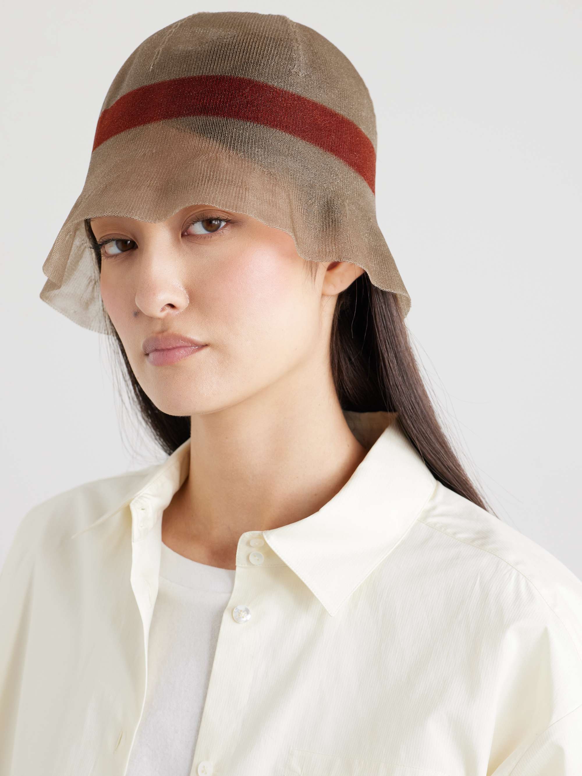 THE ROW Indo striped mesh bucket hat | NET-A-PORTER