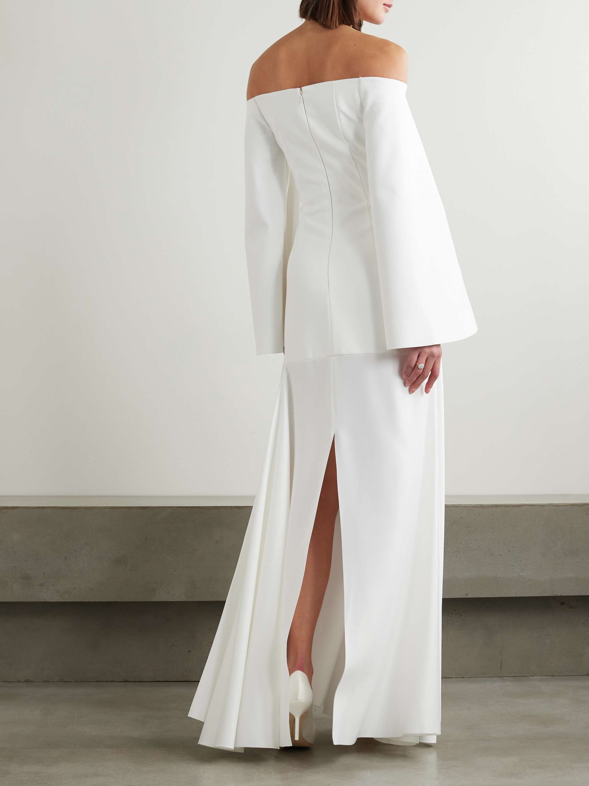 SOLACE LONDON Rina off-the-shoulder draped crepe and satin gown | NET-A ...