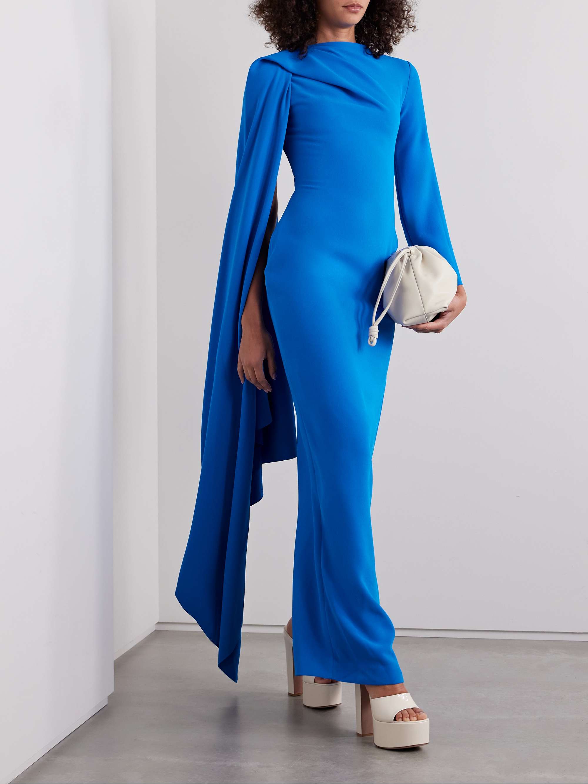 SOLACE LONDON Lydia asymmetric draped crepe gown | NET-A-PORTER