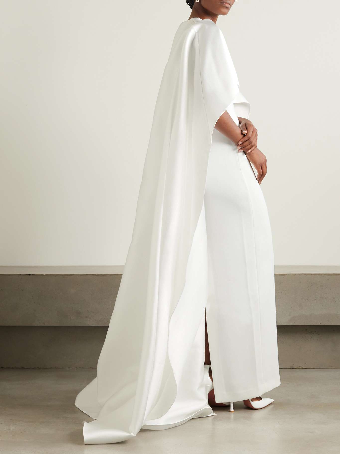 SOLACE LONDON Leni cape-effect crepe and faille gown | NET-A-PORTER