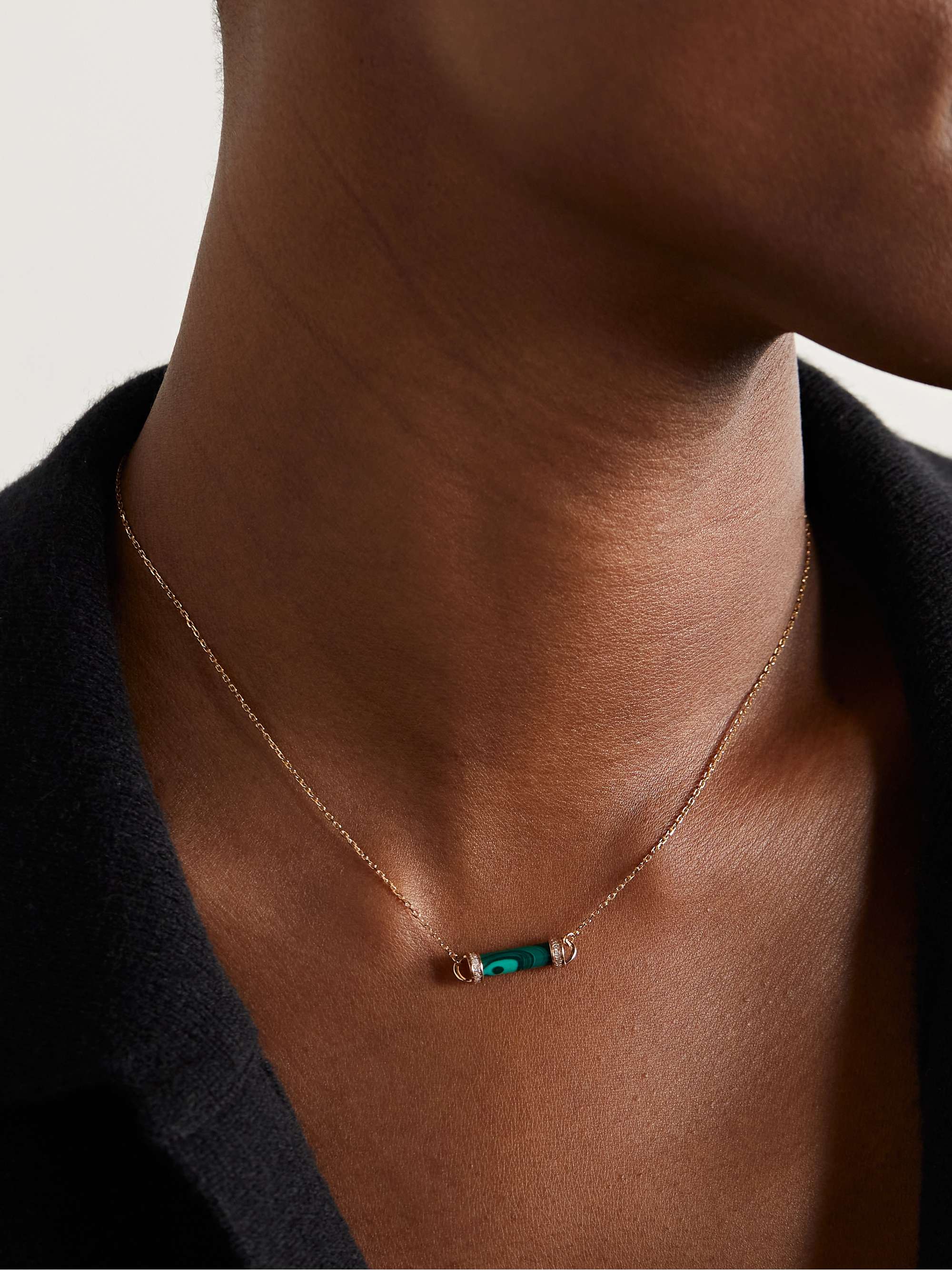 L'ATELIER NAWBAR Pillar 18-karat rose gold, malachite and diamond ...