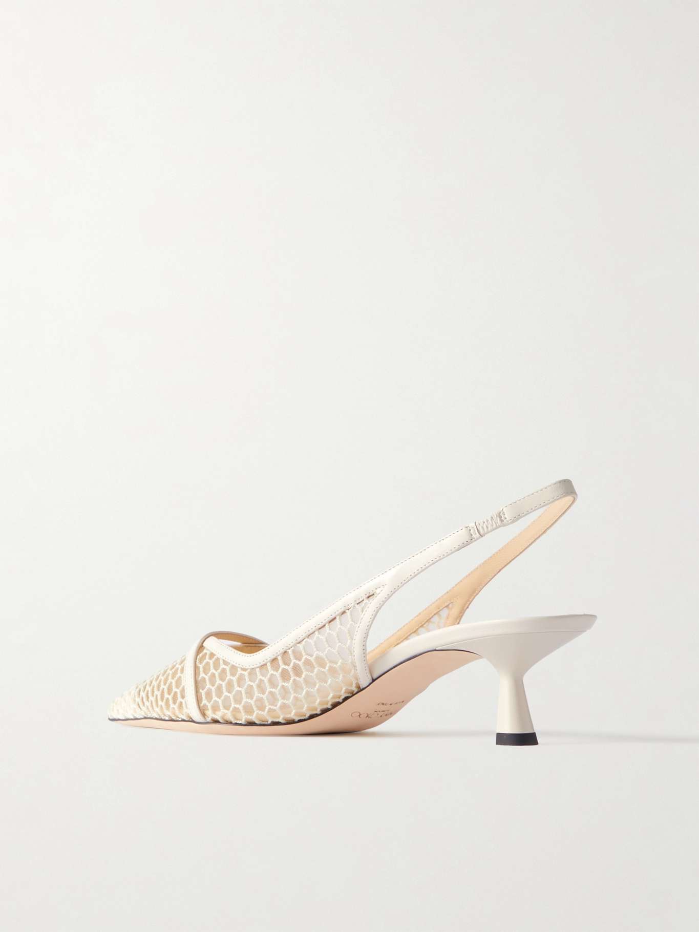 JIMMY CHOO Amita 45 faux-pearl embellished leather-trimmed mesh ...