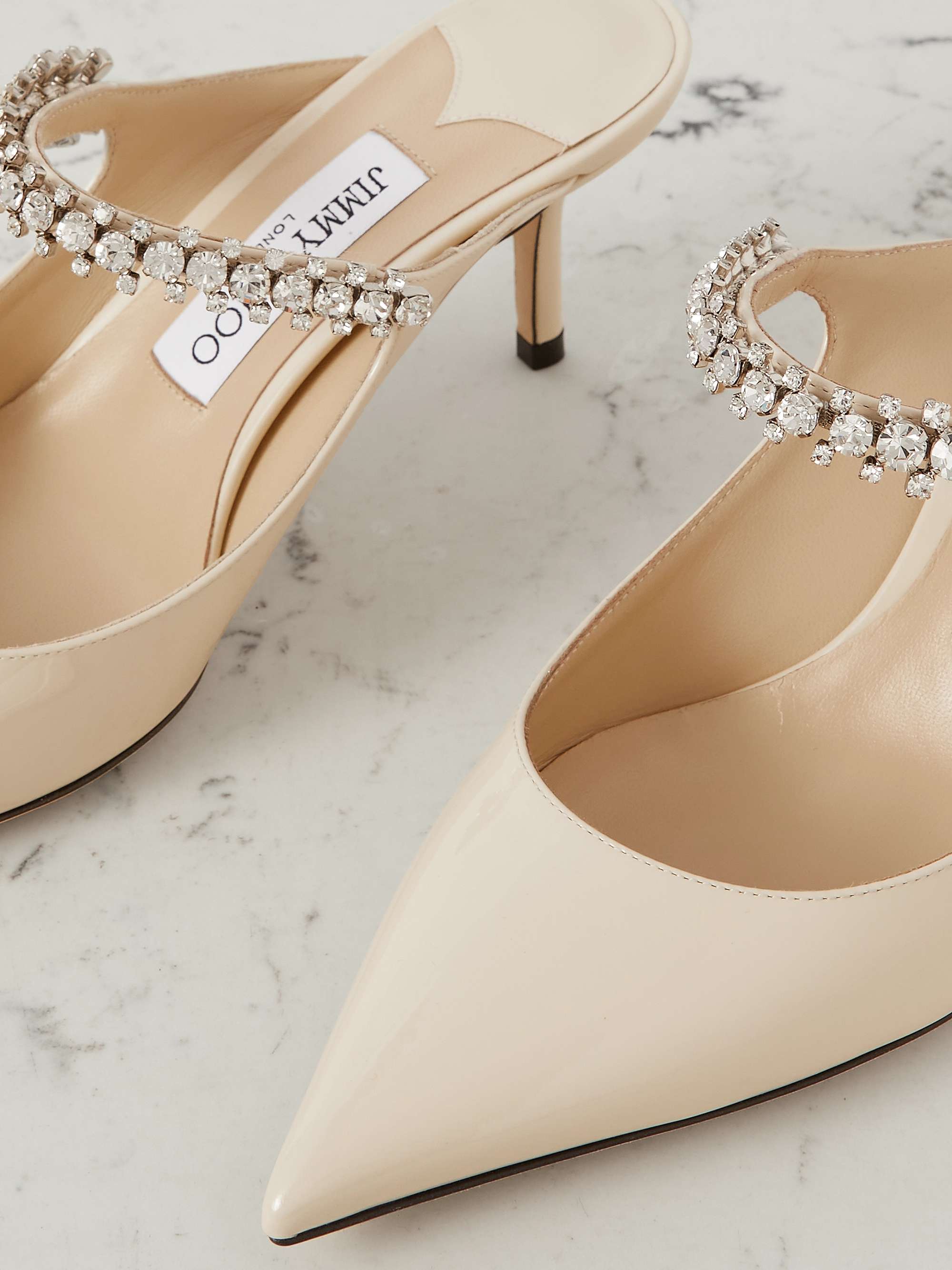 JIMMY CHOO Bing 65 crystal-embellished patent-leather mules | NET-A-PORTER
