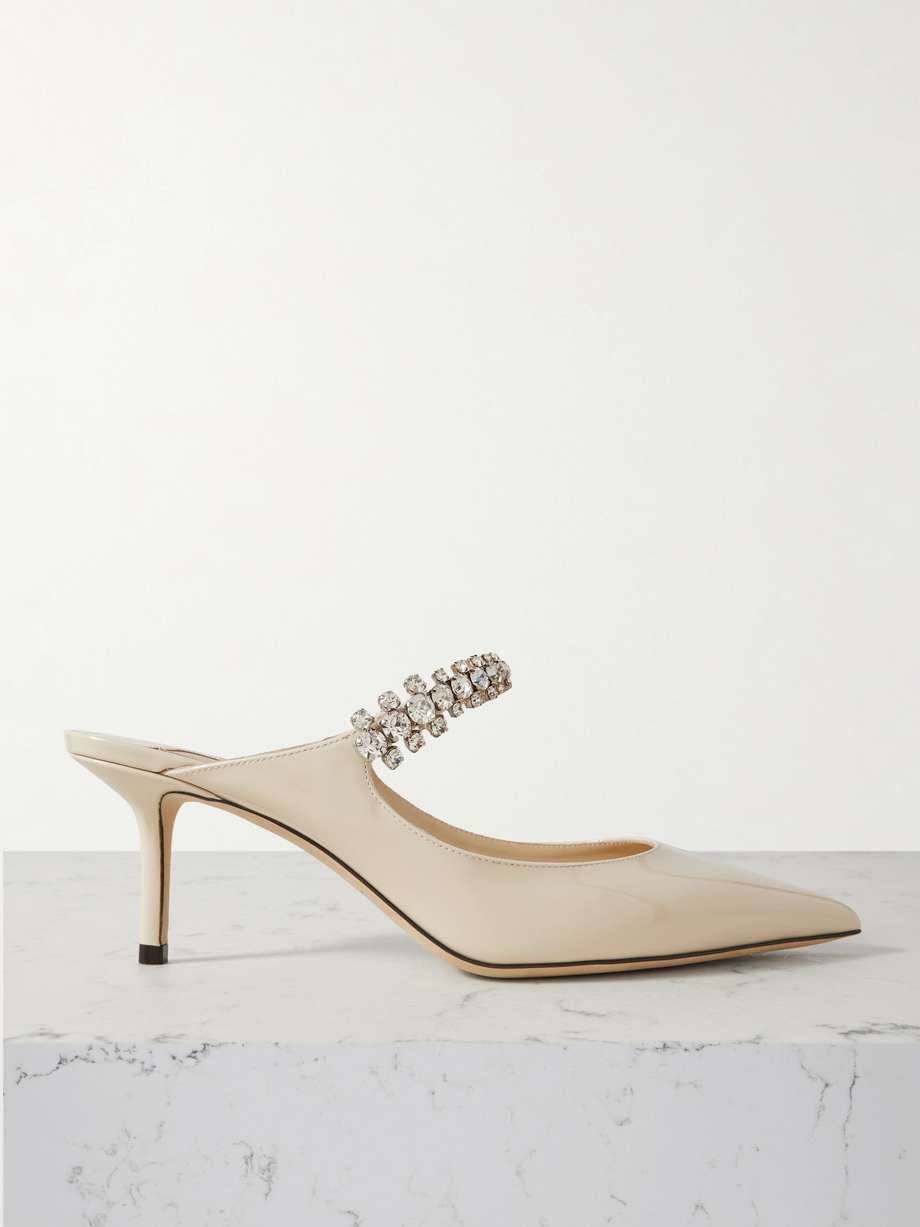 JIMMY CHOO Bing 65 crystal-embellished patent-leather mules | NET-A-PORTER