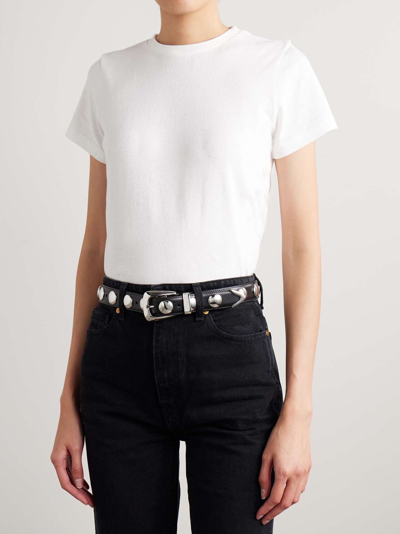 KHAITE The Benny studded leather belt | NET-A-PORTER