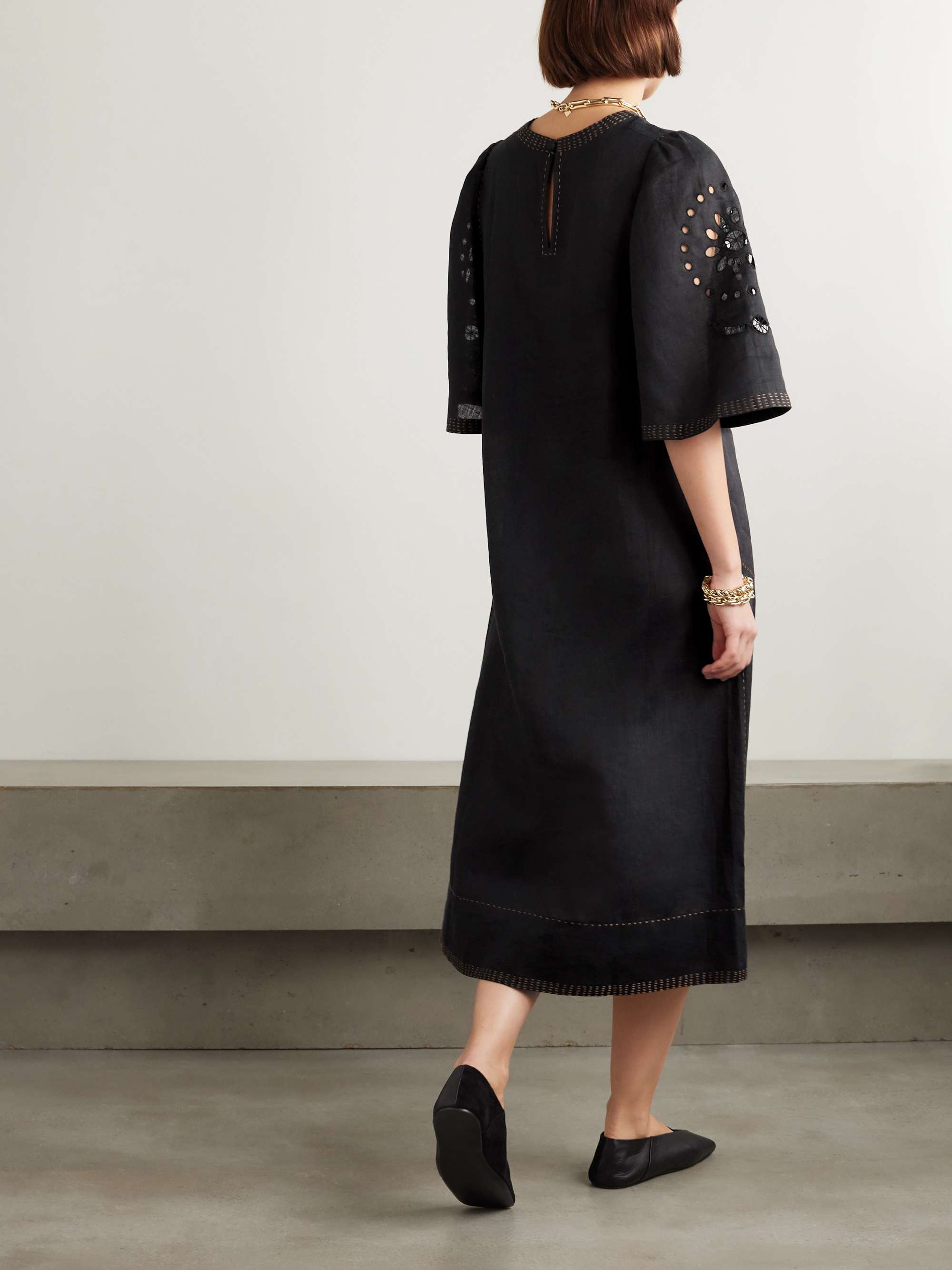 VITA KIN Mia broderie anglaise linen midi dress | NET-A-PORTER