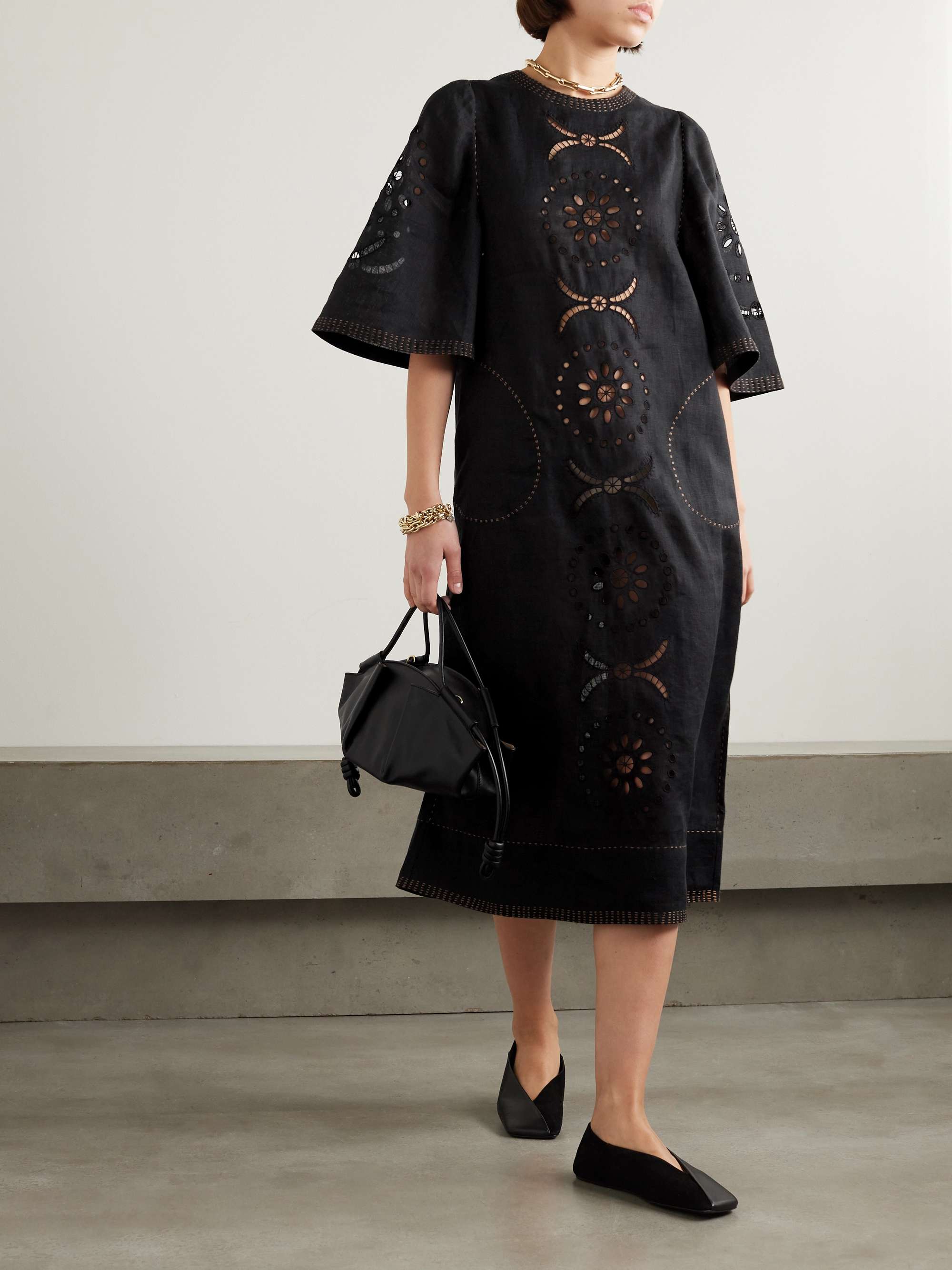 VITA KIN Mia broderie anglaise linen midi dress | NET-A-PORTER