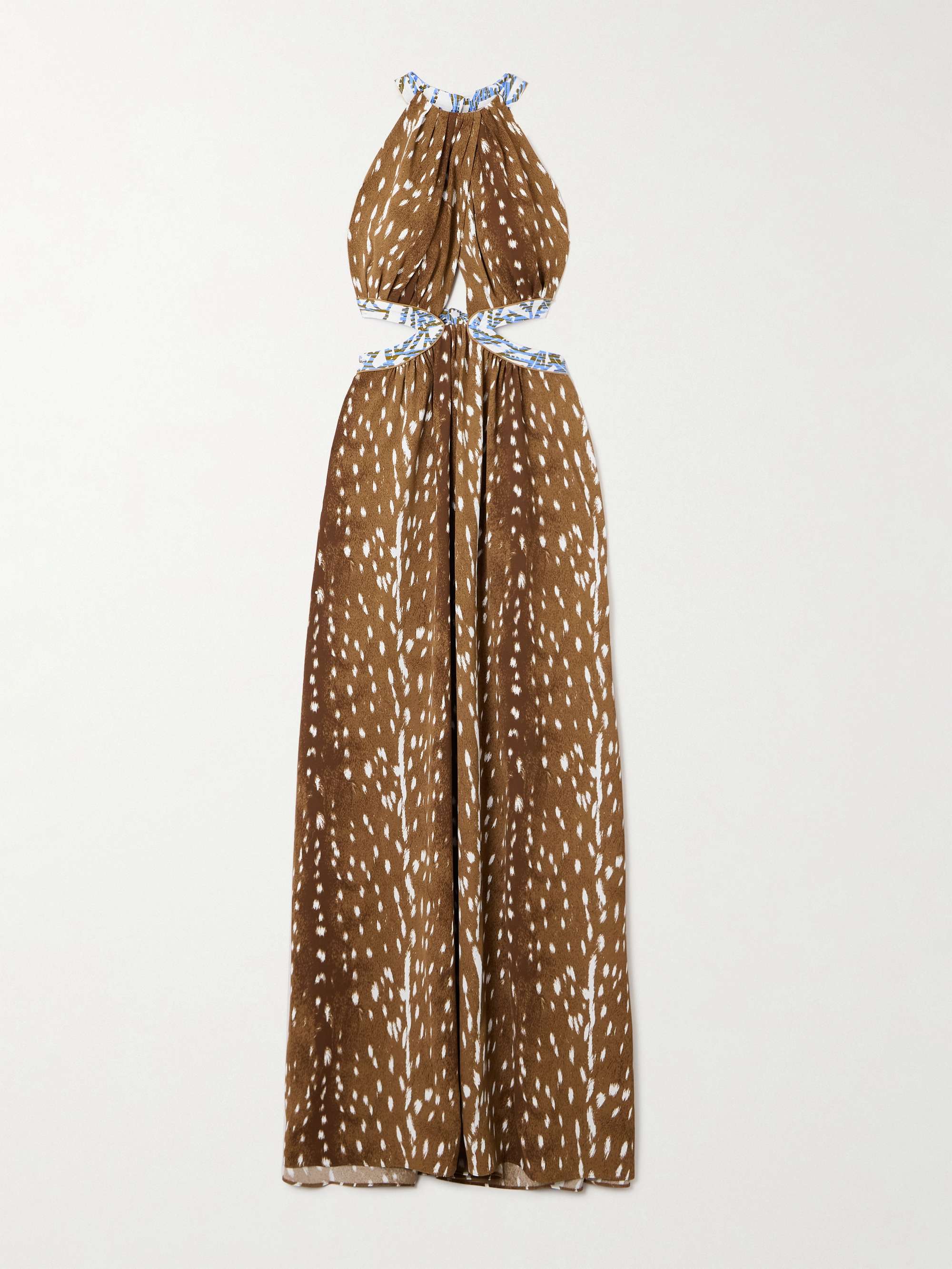 DIANE VON FURSTENBERG Elizabeth cut-out printed twill halterneck maxi ...