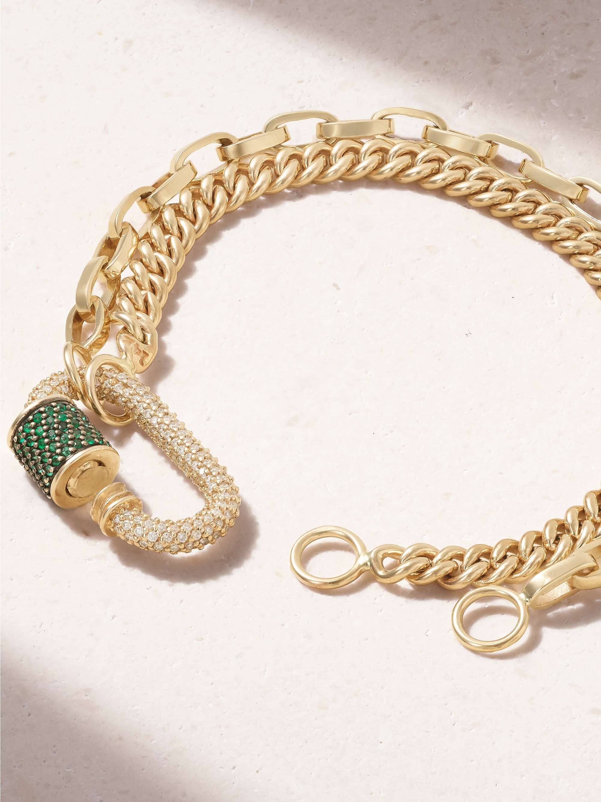MARLA AARON 18-karat gold, emerald and diamond bracelet | NET-A-PORTER
