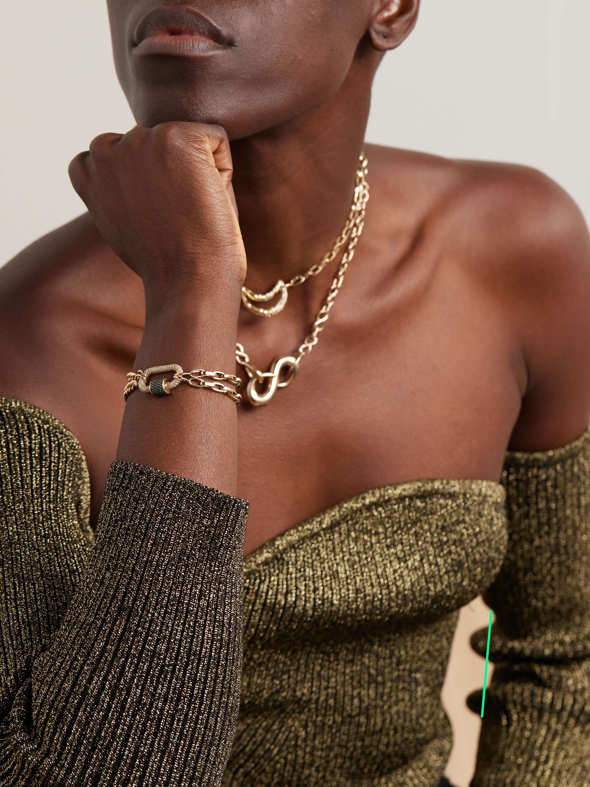 MARLA AARON 18-karat gold, emerald and diamond bracelet | NET-A-PORTER