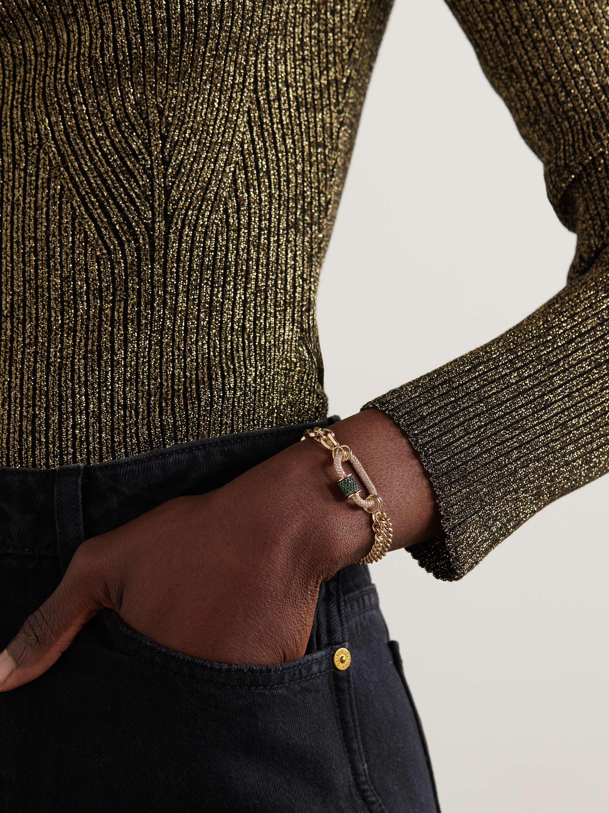 MARLA AARON 18-karat gold, emerald and diamond bracelet | NET-A-PORTER