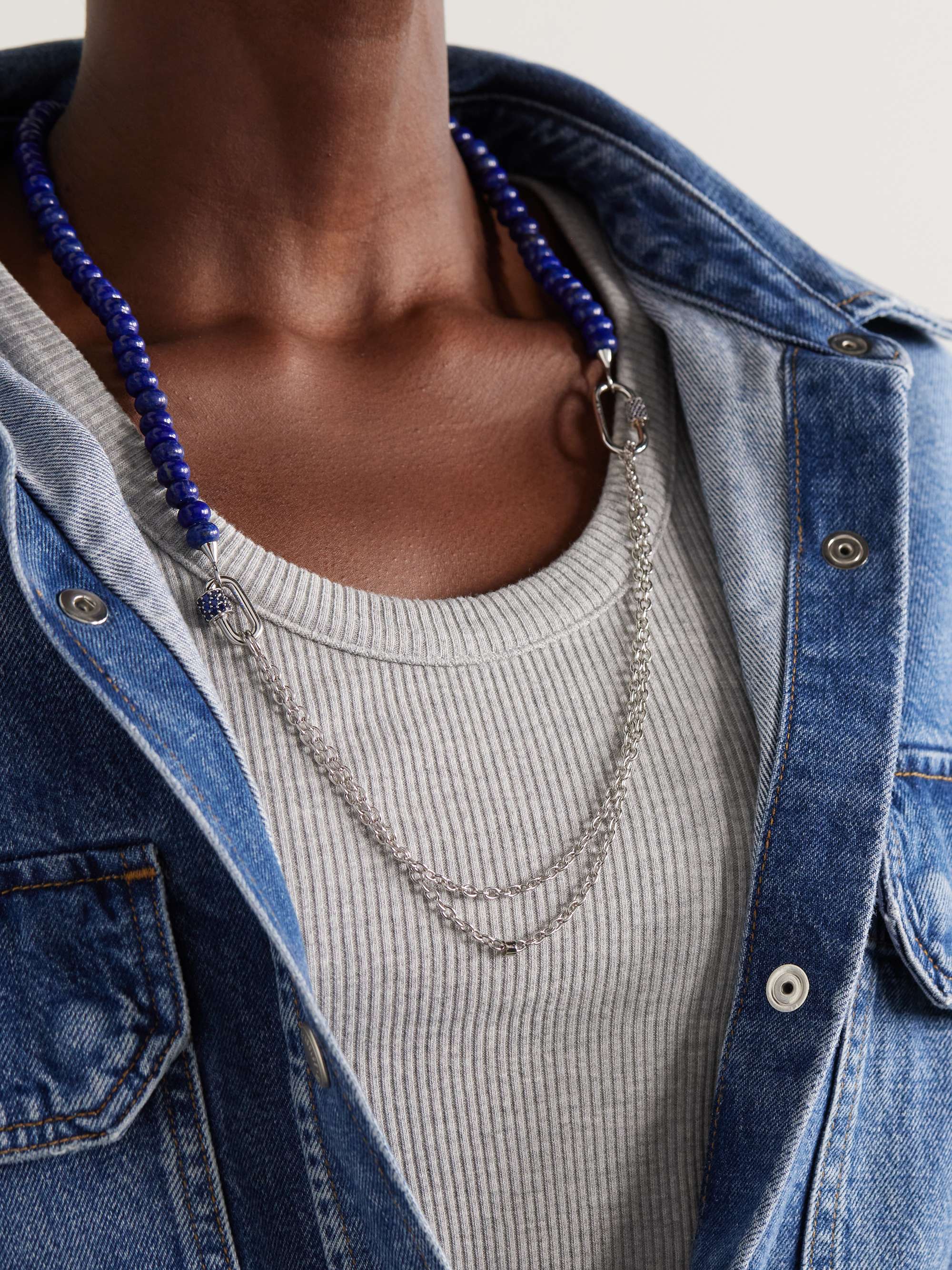 MARLA AARON 18-karat white gold, sapphire and lapis lazuli necklace ...