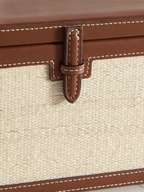 HUNTING SEASON Small leather-trimmed raffia trunk box | NET-A-PORTER