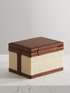 HUNTING SEASON Small leather-trimmed raffia trunk box | NET-A-PORTER