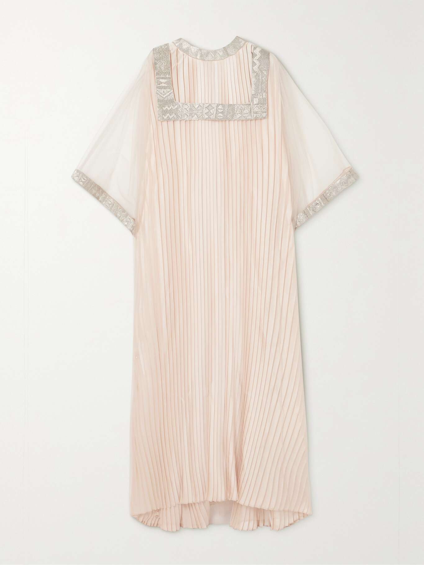SHATHA ESSA Layered embroidered metallic pleated silk-satin and organza ...