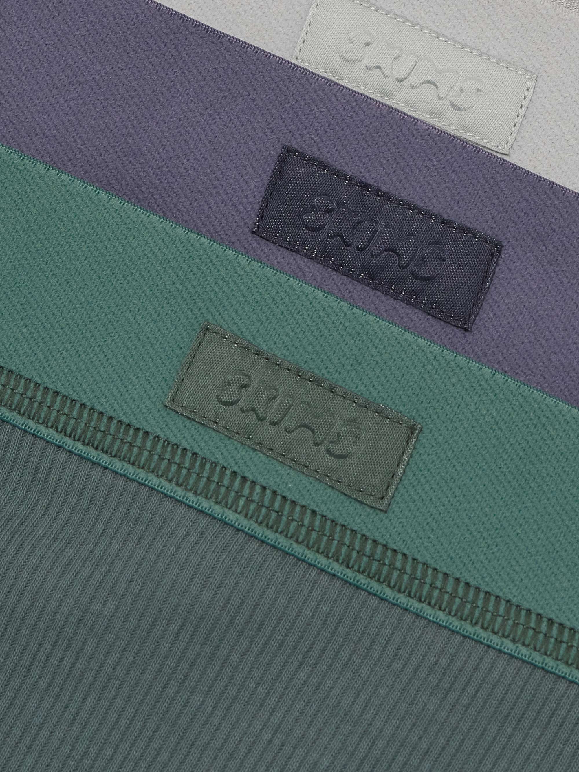 SKIMS Cotton Collection set of three ribbed cotton-blend jersey boxer ...