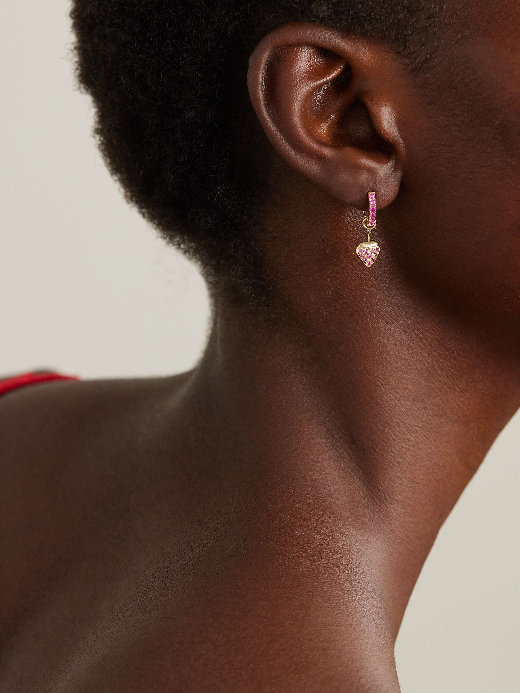 댕리 14K 골드 사파이어 루비 싱글 이어링 | ROXANNE FIRST | 네타포르테