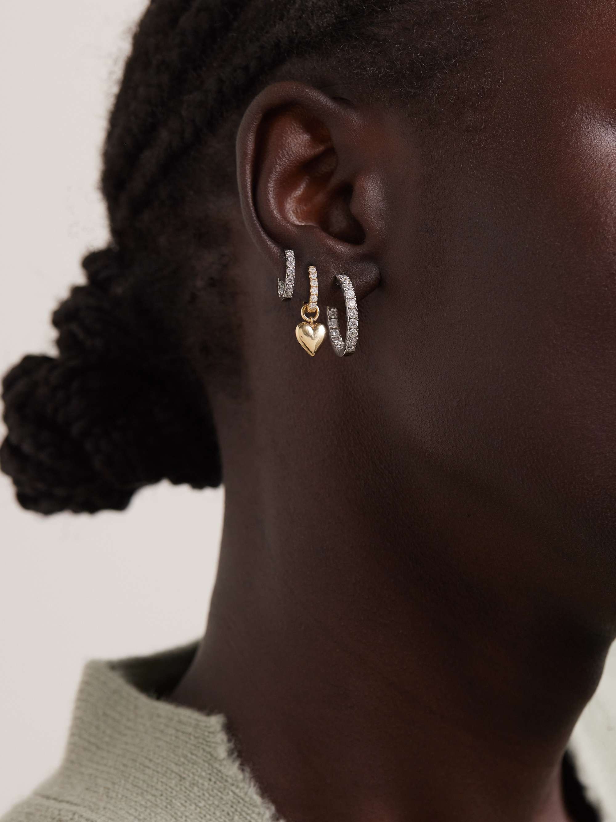 ROXANNE FIRST Mega Small 14-karat white gold diamond hoop earrings ...