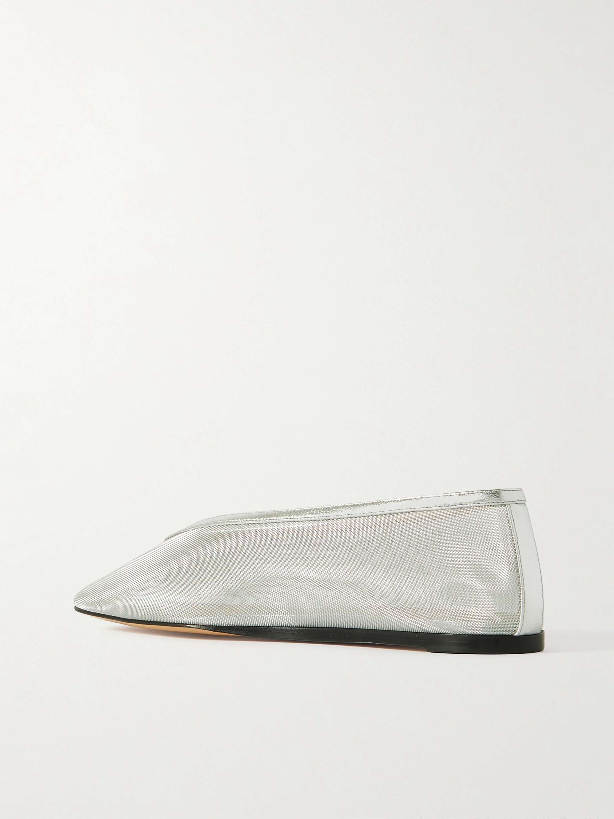 LE MONDE BERYL Luna metallic leather-trimmed mesh ballet flats | NET-A ...