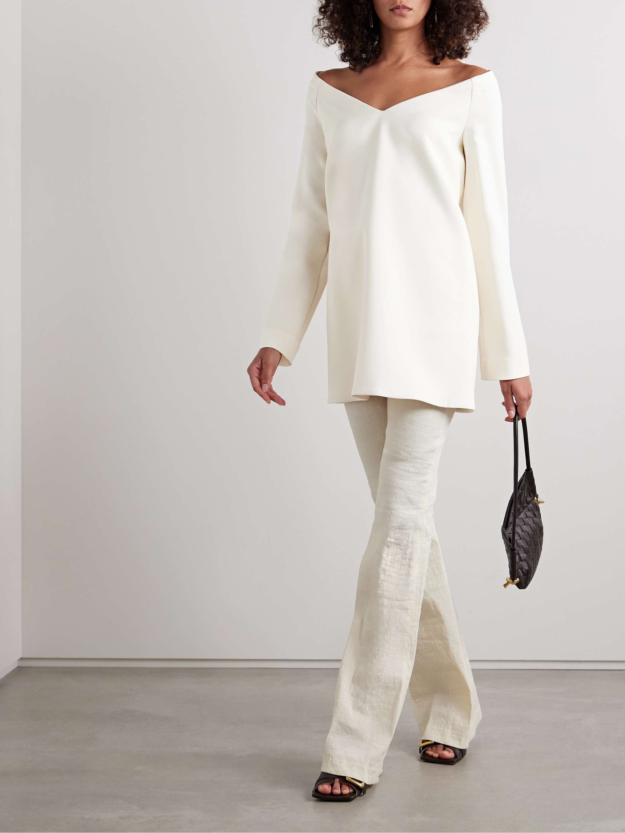 The Zayna off-the-shoulder wool-blend crepe mini dress | NET-A-PORTER