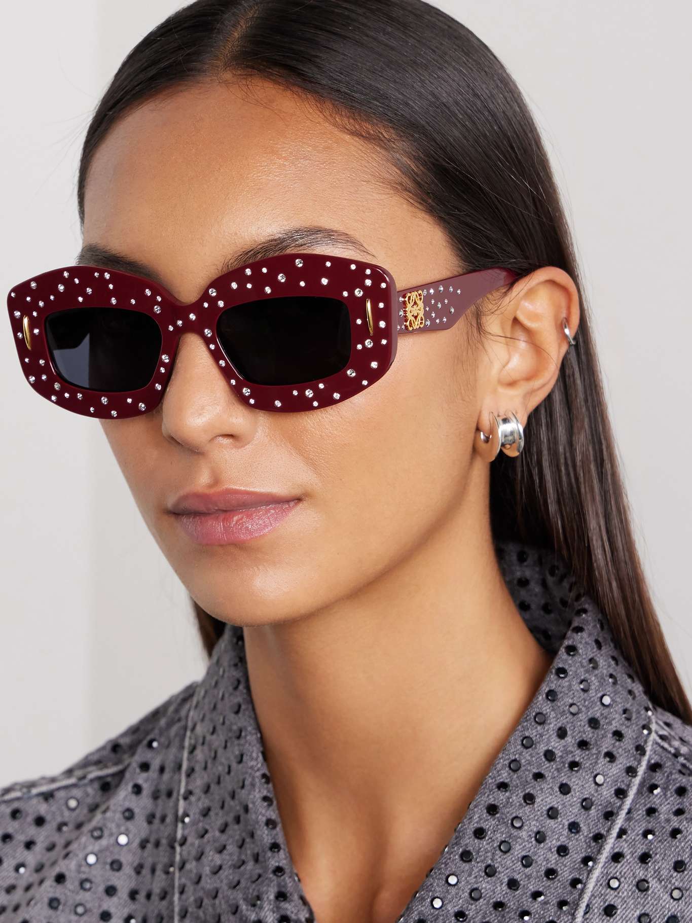 LOEWE EYEWEAR Oversized square-frame crystal-embellished acetate ...