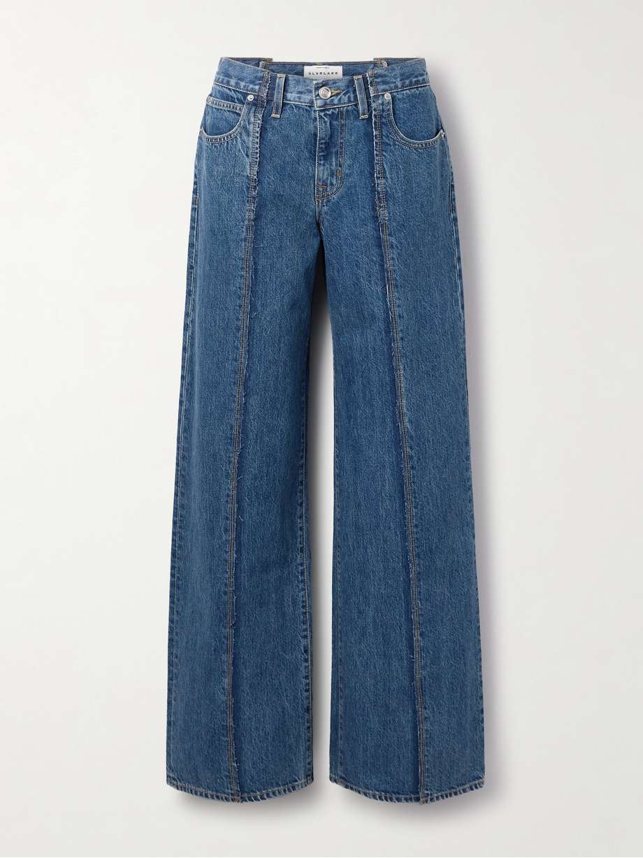 SLVRLAKE Mica frayed paneled low-rise wide-leg jeans | NET-A-PORTER