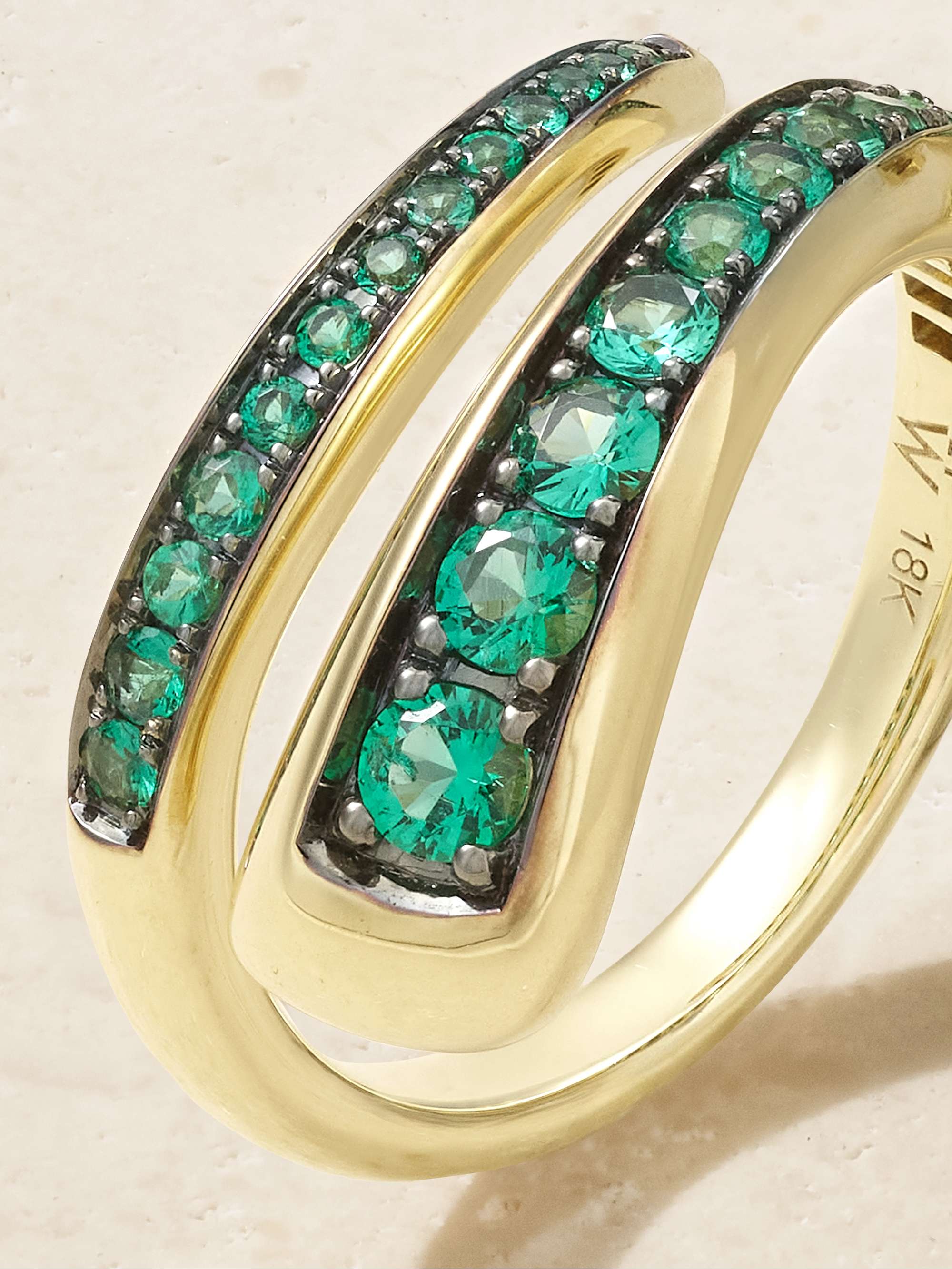 EMILY P. WHEELER + NET SUSTAIN Wrap 18-karat recycled gold emerald ring ...