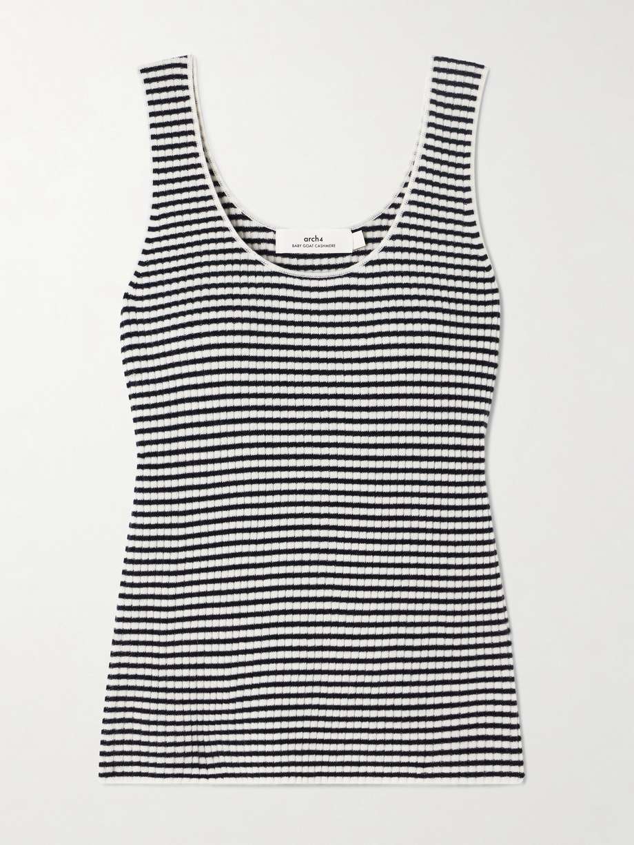 ARCH4 Bebbington striped ribbed cashmere tank | NET-A-PORTER