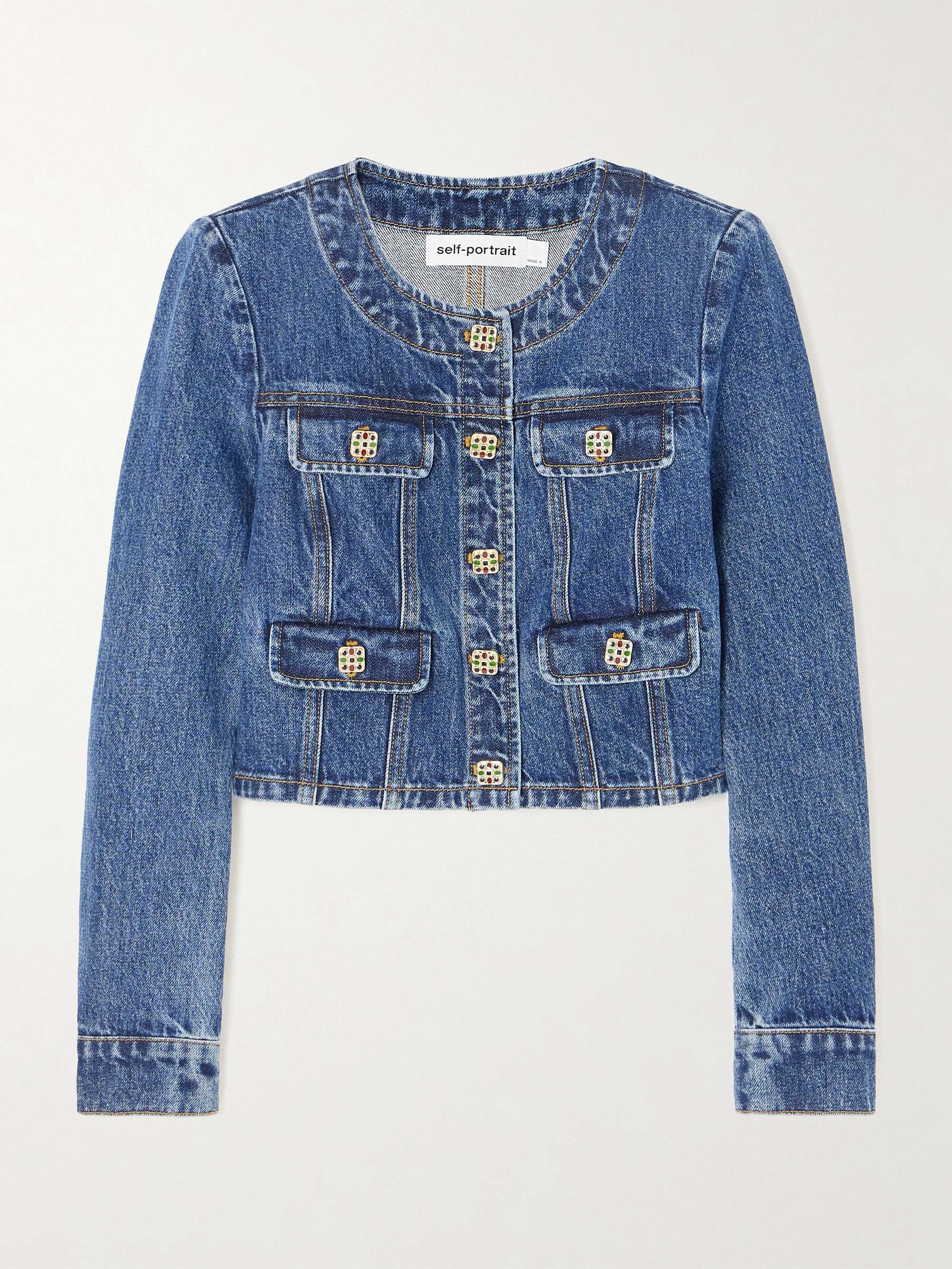 SELF-PORTRAIT Cropped denim jacket | NET-A-PORTER
