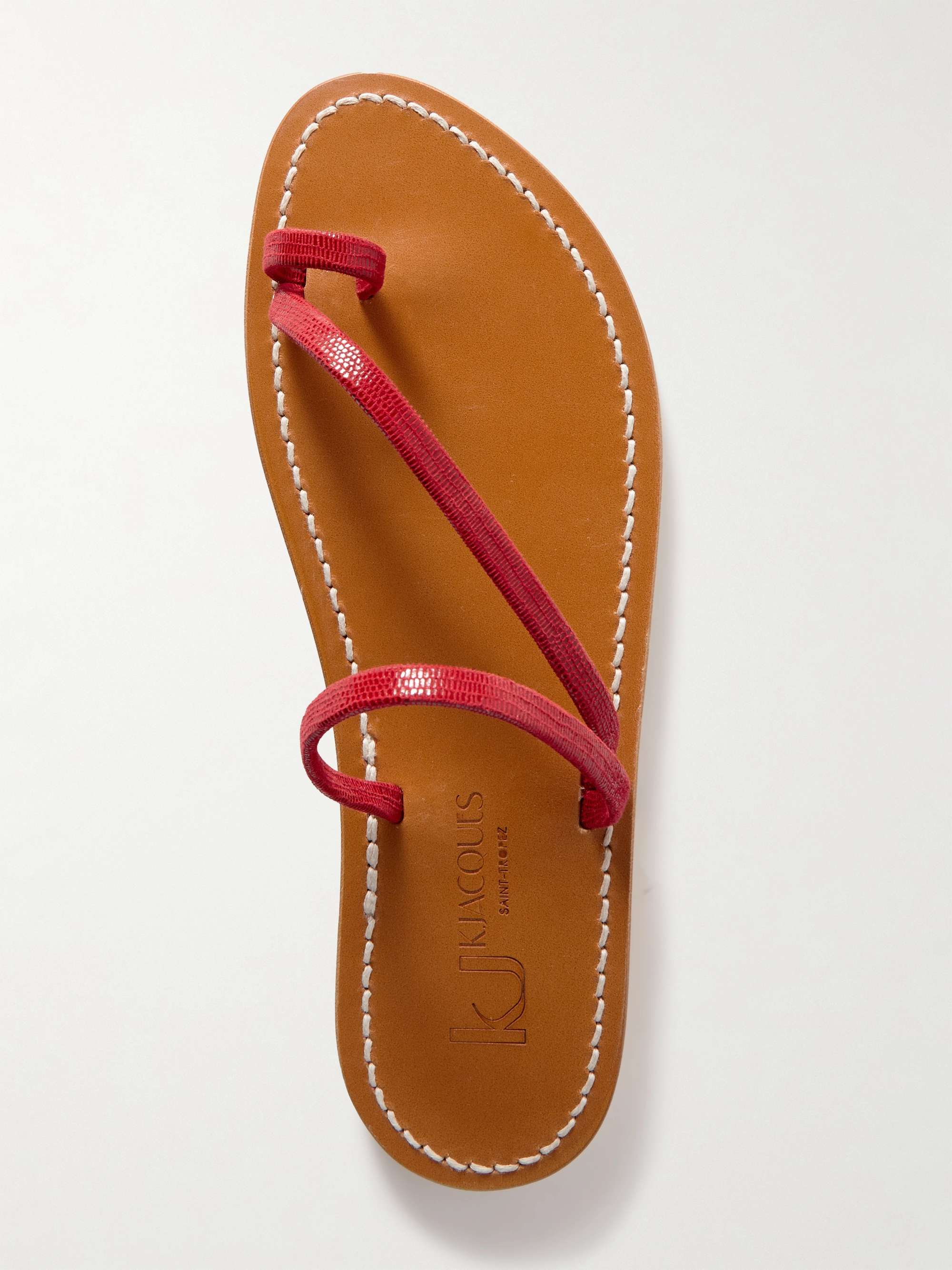 K JACQUES ST TROPEZ Actium lizard-effect leather sandals | NET-A-PORTER