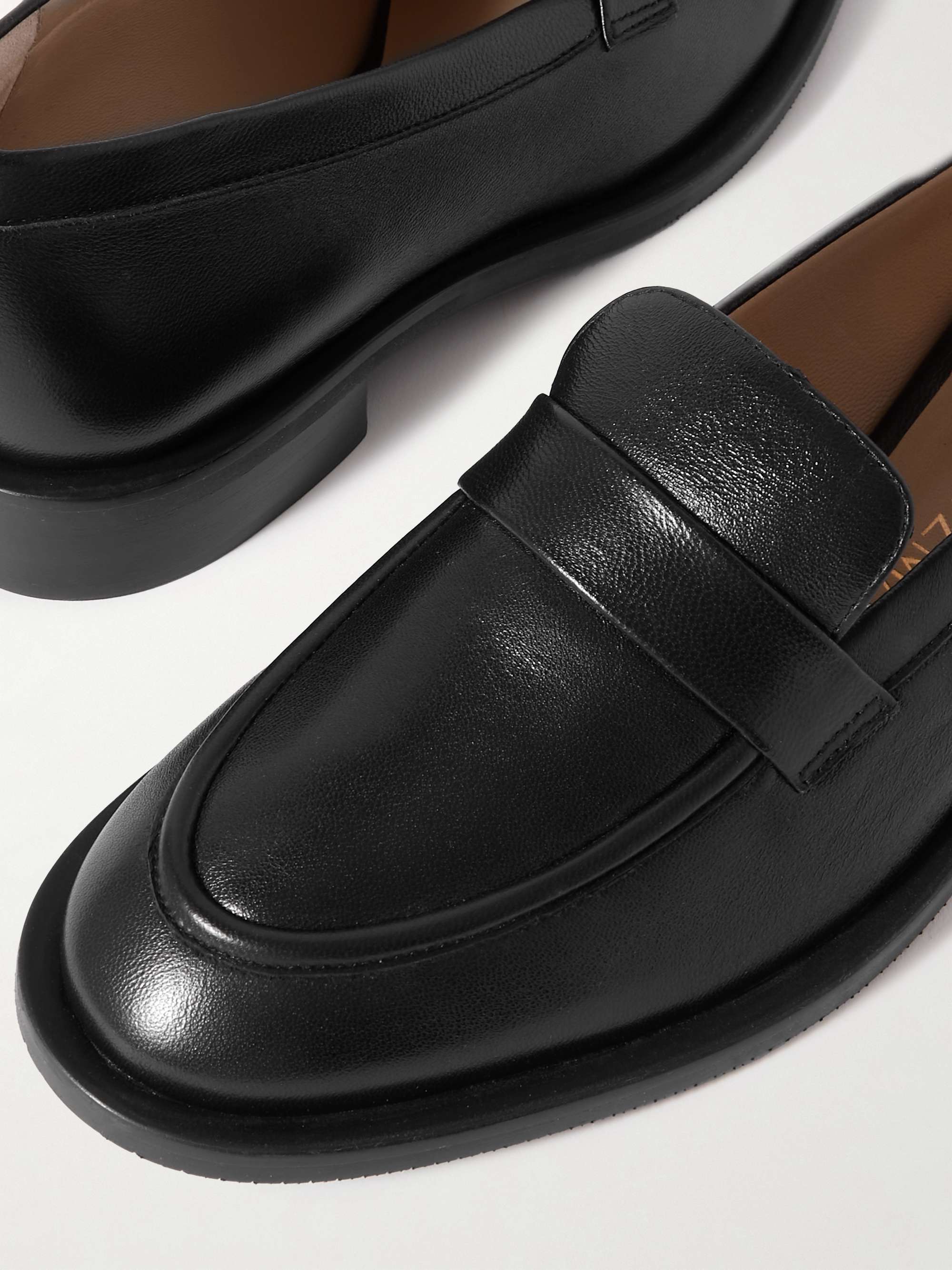STUART WEITZMAN Palmer Sleek leather loafers | NET-A-PORTER