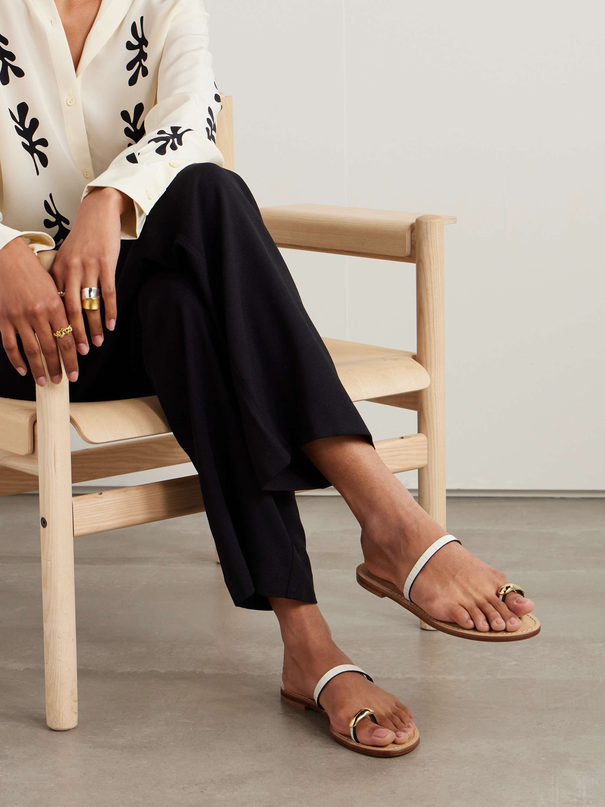 AMANU The Kibera embellished croc-effect leather sandals | NET-A-PORTER