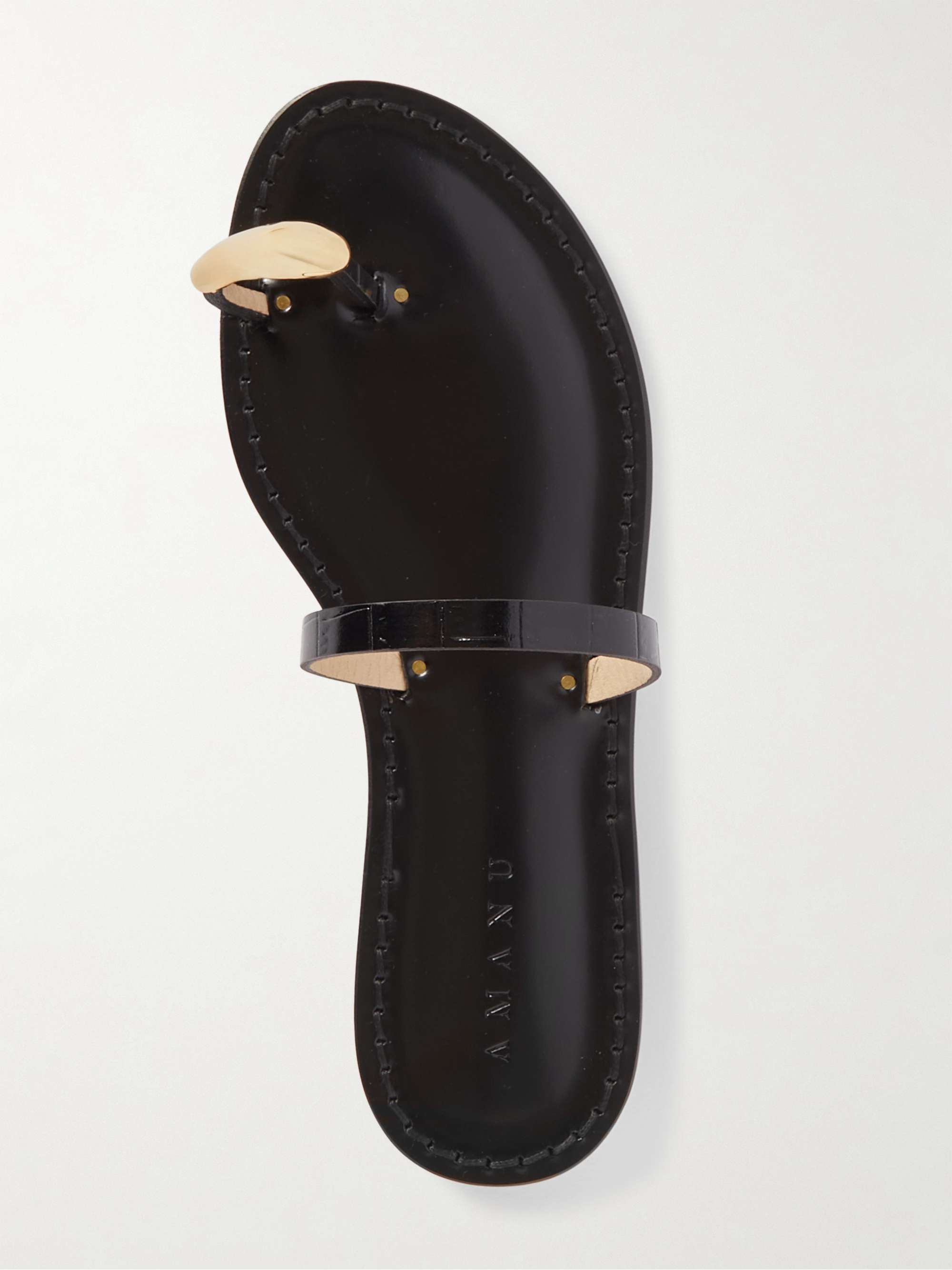 AMANU The Kibera embellished croc-effect leather sandals | NET-A-PORTER