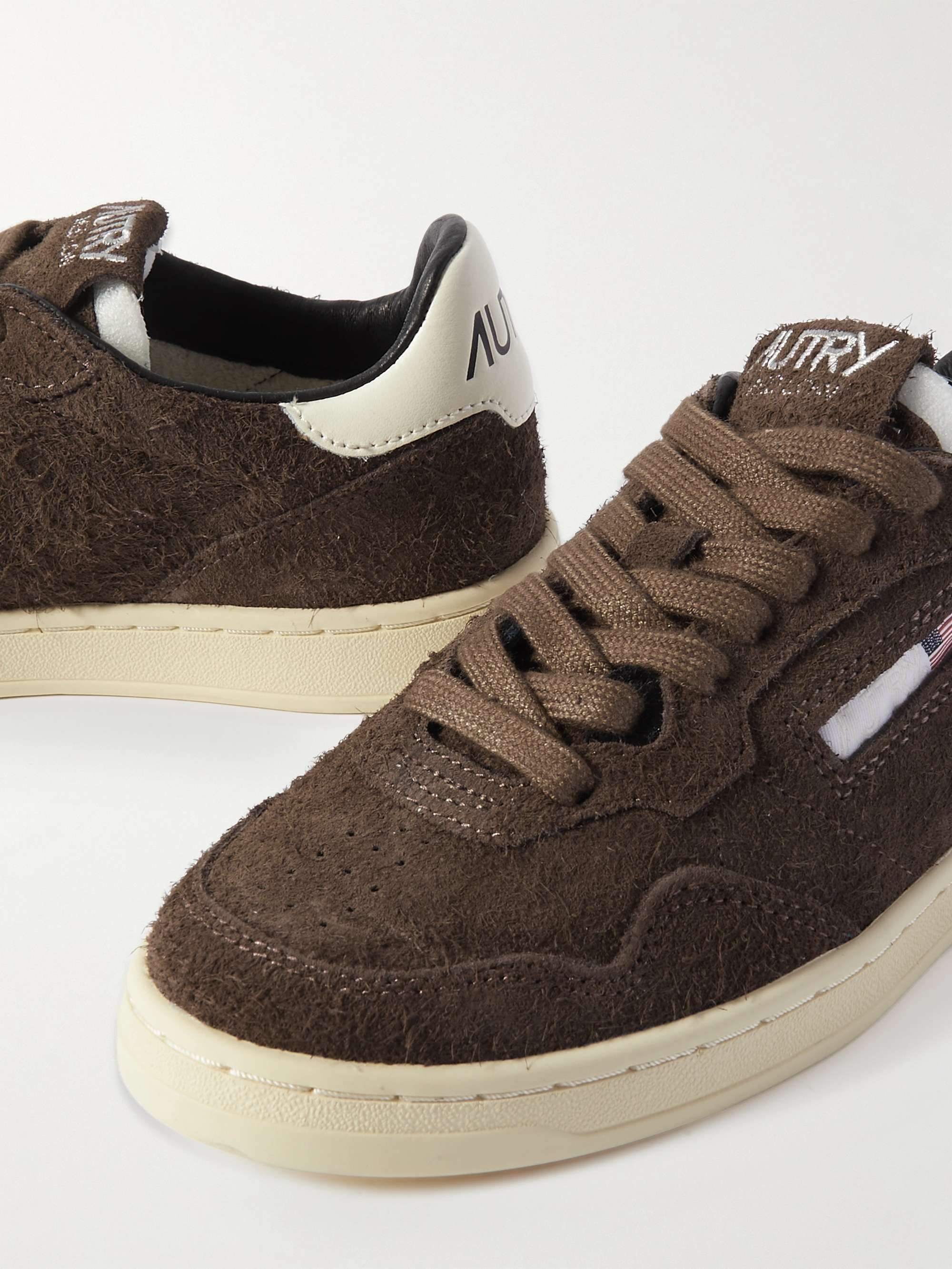 AUTRY Flat Low leather-trimmed suede sneakers | NET-A-PORTER