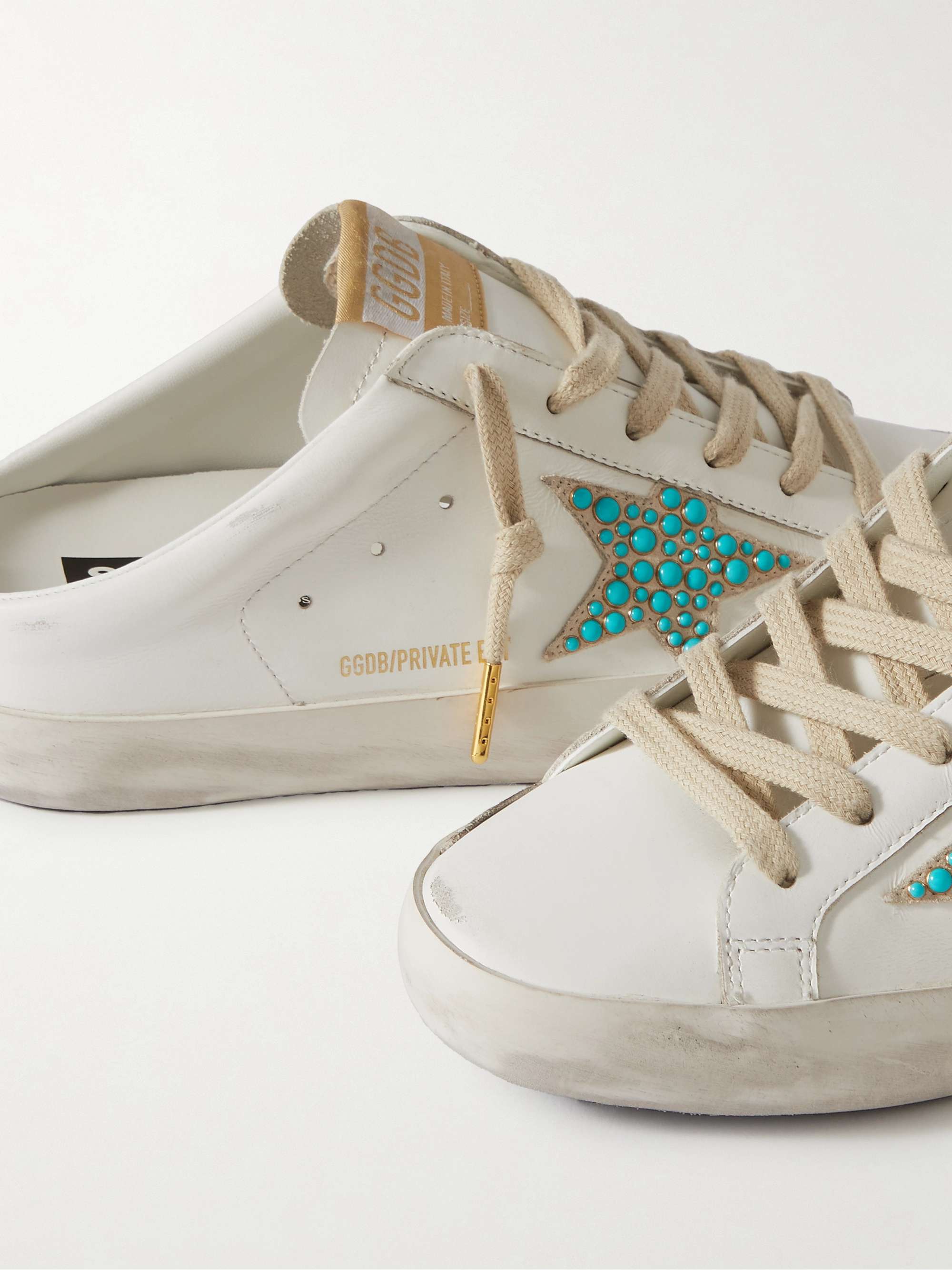 GOLDEN GOOSE Super-Star Sabot distressed embellished leather GOLDEN GOOSE Super-Star Sabot distressed embellished leather