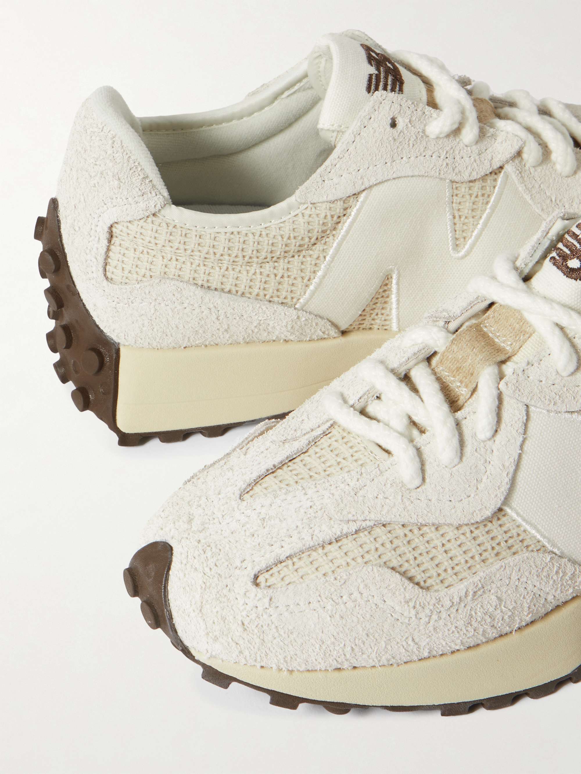 NEW BALANCE 327 suede and mesh sneakers | NET-A-PORTER