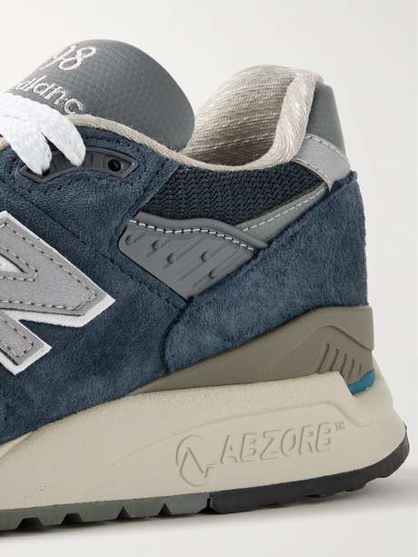 Blue 998 Core rubber-trimmed leather, mesh and suede sneakers | NEW ...