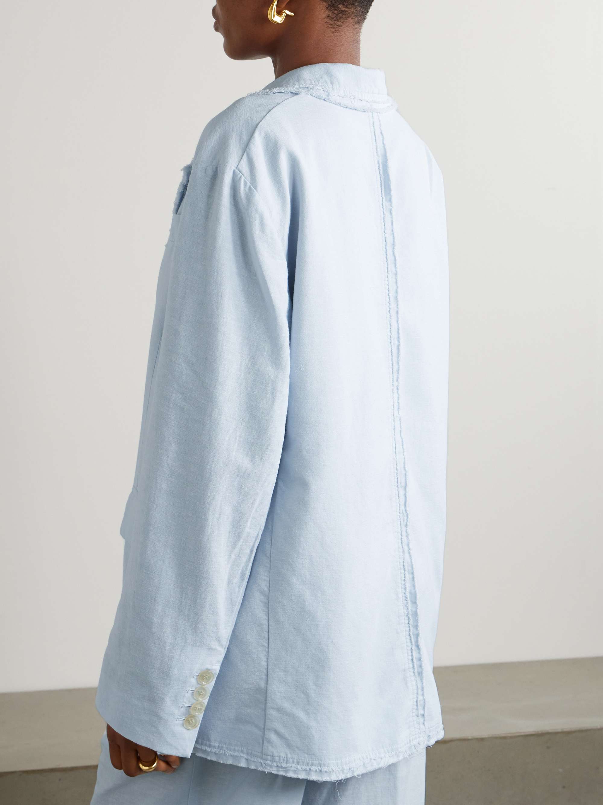 ACNE STUDIOS Oversized frayed cotton and linen-blend blazer ACNE STUDIOS Oversized frayed cotton and linen-blend blazer