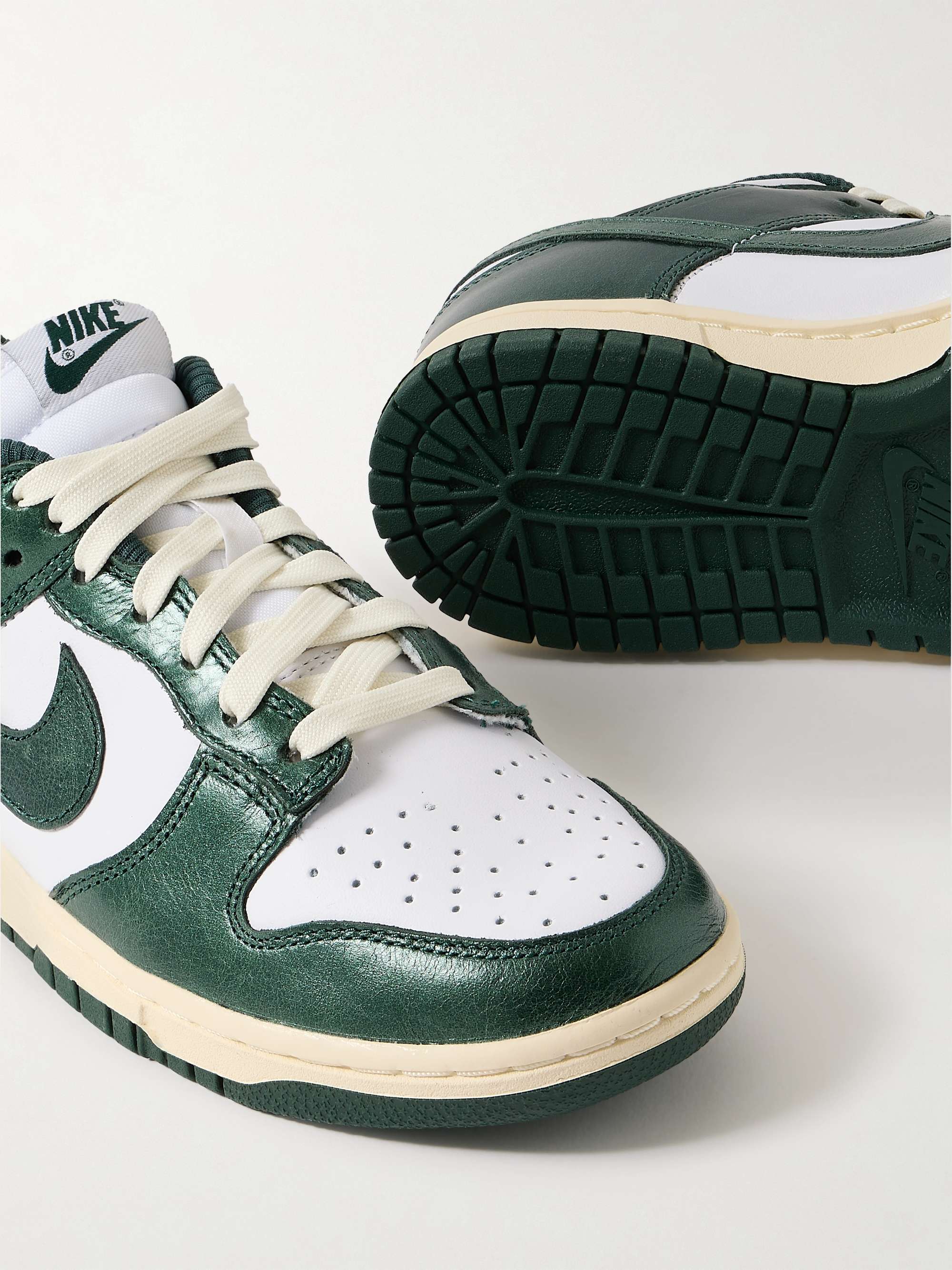 NIKE Dunk low metallic leather sneakers | NET-A-PORTER