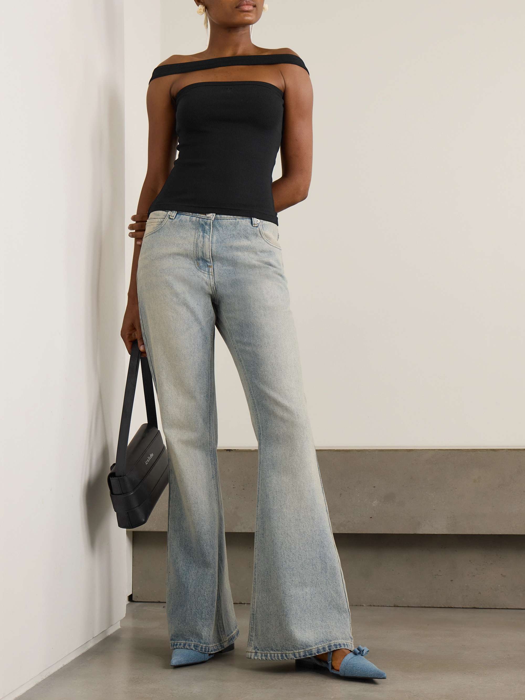 COURRÈGES Hyperbole off-the-shoulder ribbed stretch-cotton jersey top ...