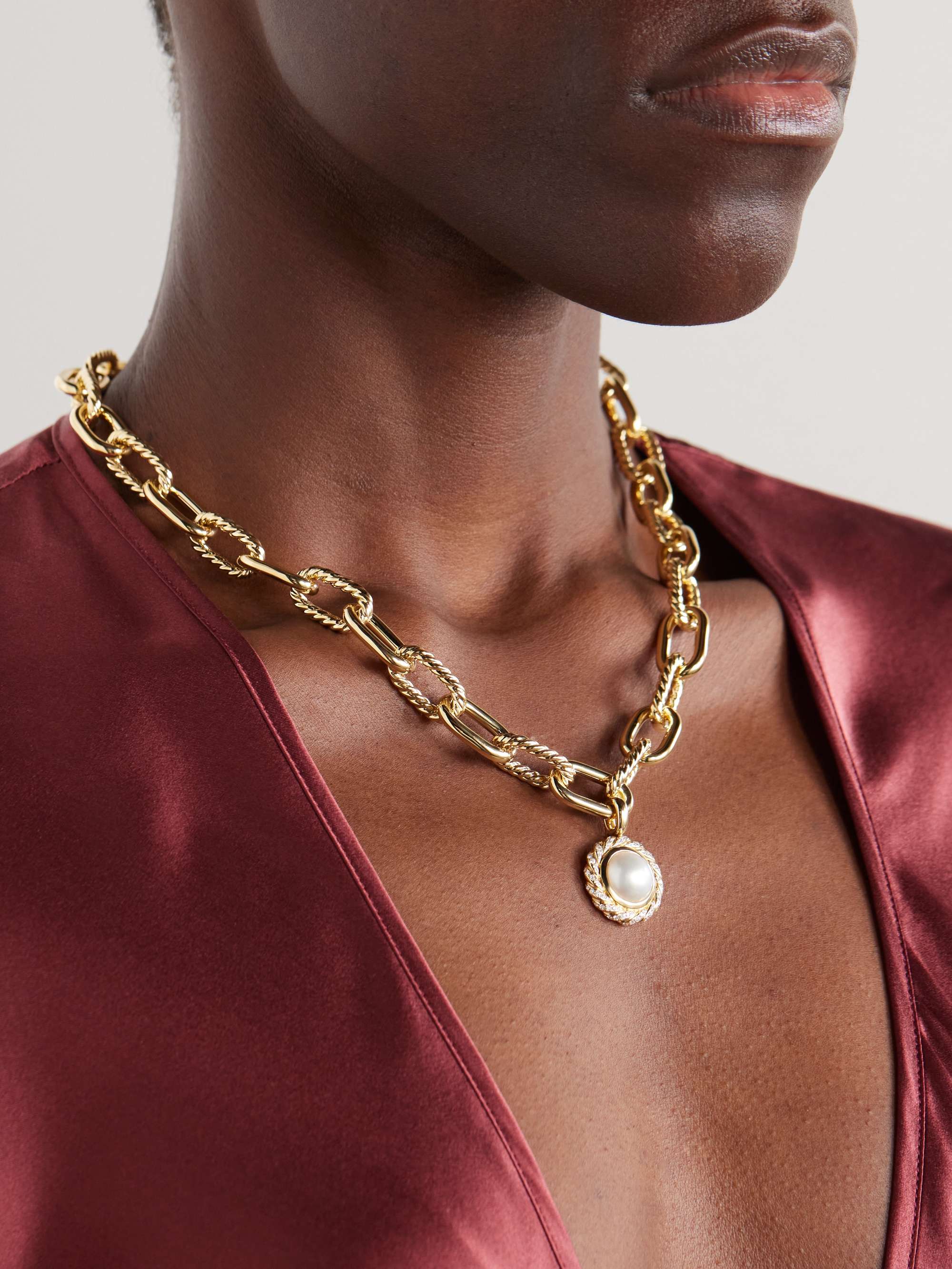 DAVID YURMAN 18-karat gold, diamond and pearl pendant. | NET-A-PORTER