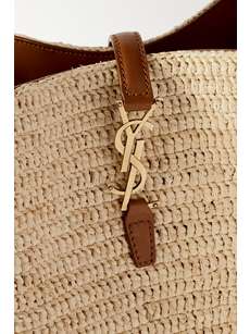 SAINT LAURENT Le 37 leather-trimmed raffia bucket bag | NET-A-PORTER