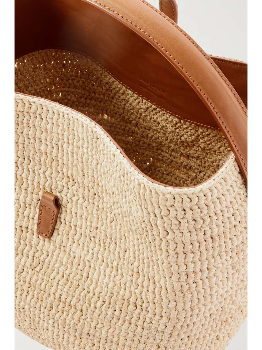 SAINT LAURENT Le 37 leather-trimmed raffia bucket bag | NET-A-PORTER