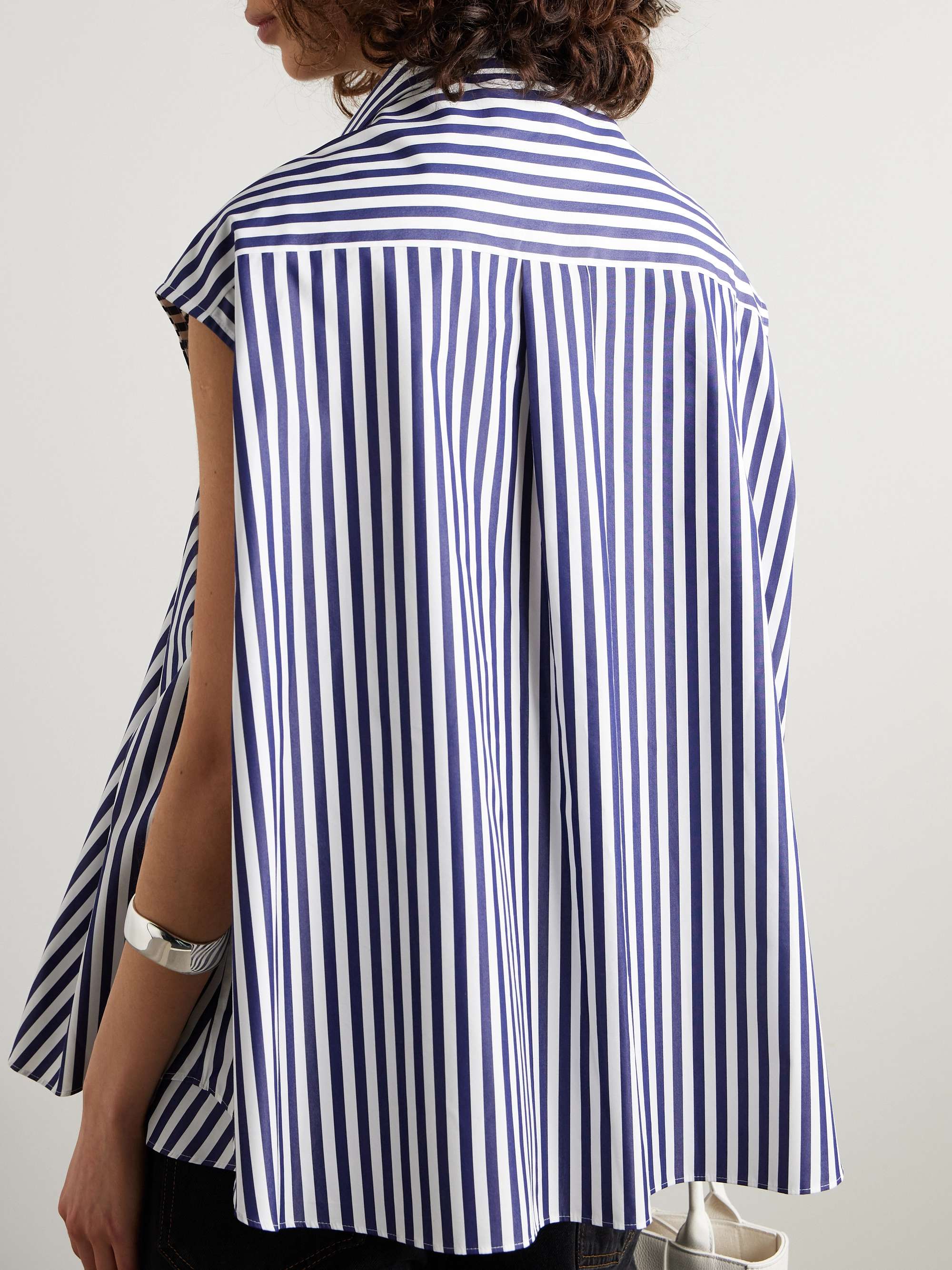 Striped layered embroidered cotton-blend shirt | NET-A-PORTER