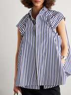 Striped layered embroidered cotton-blend shirt | NET-A-PORTER
