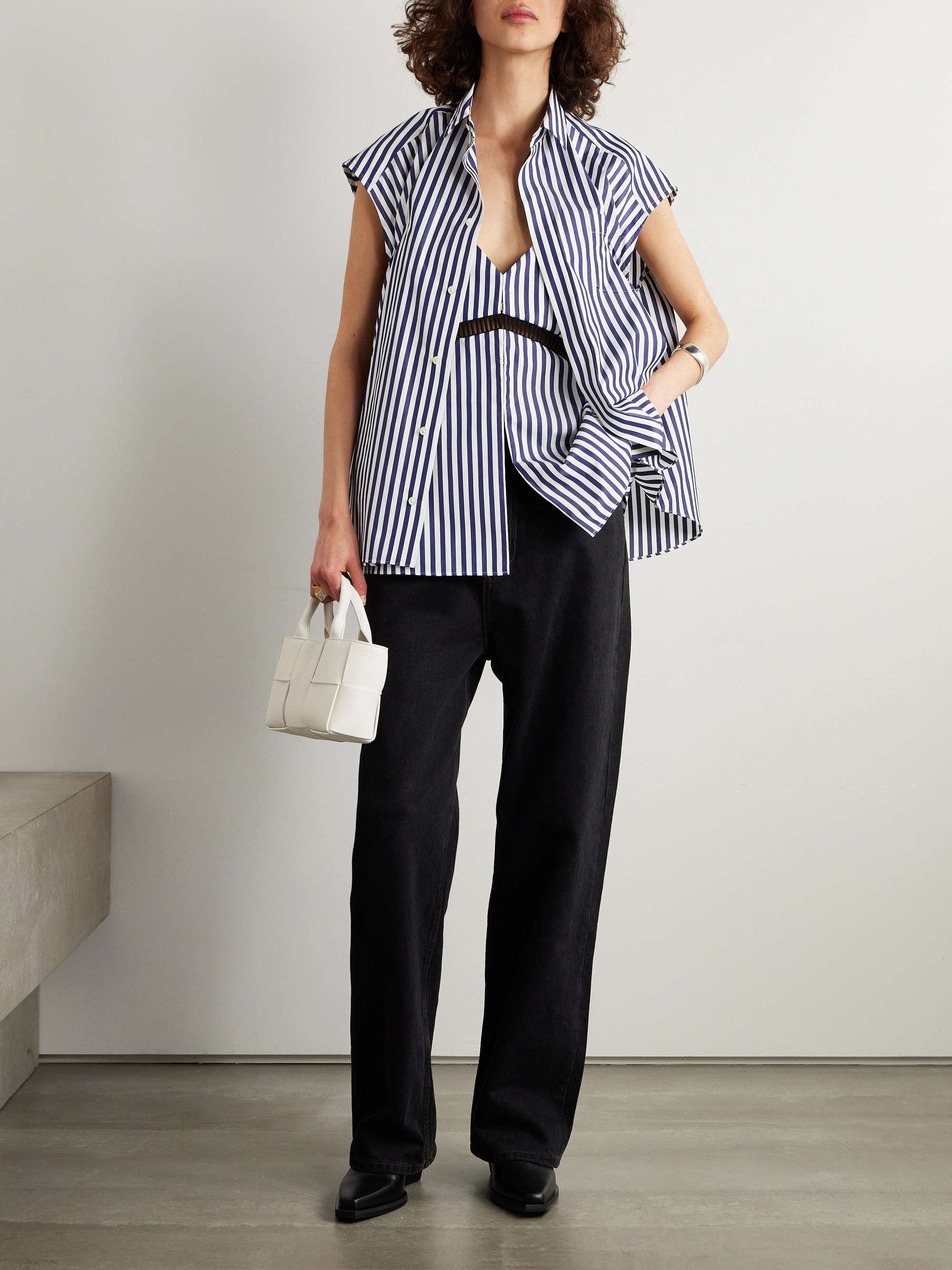 Striped layered embroidered cotton-blend shirt | NET-A-PORTER