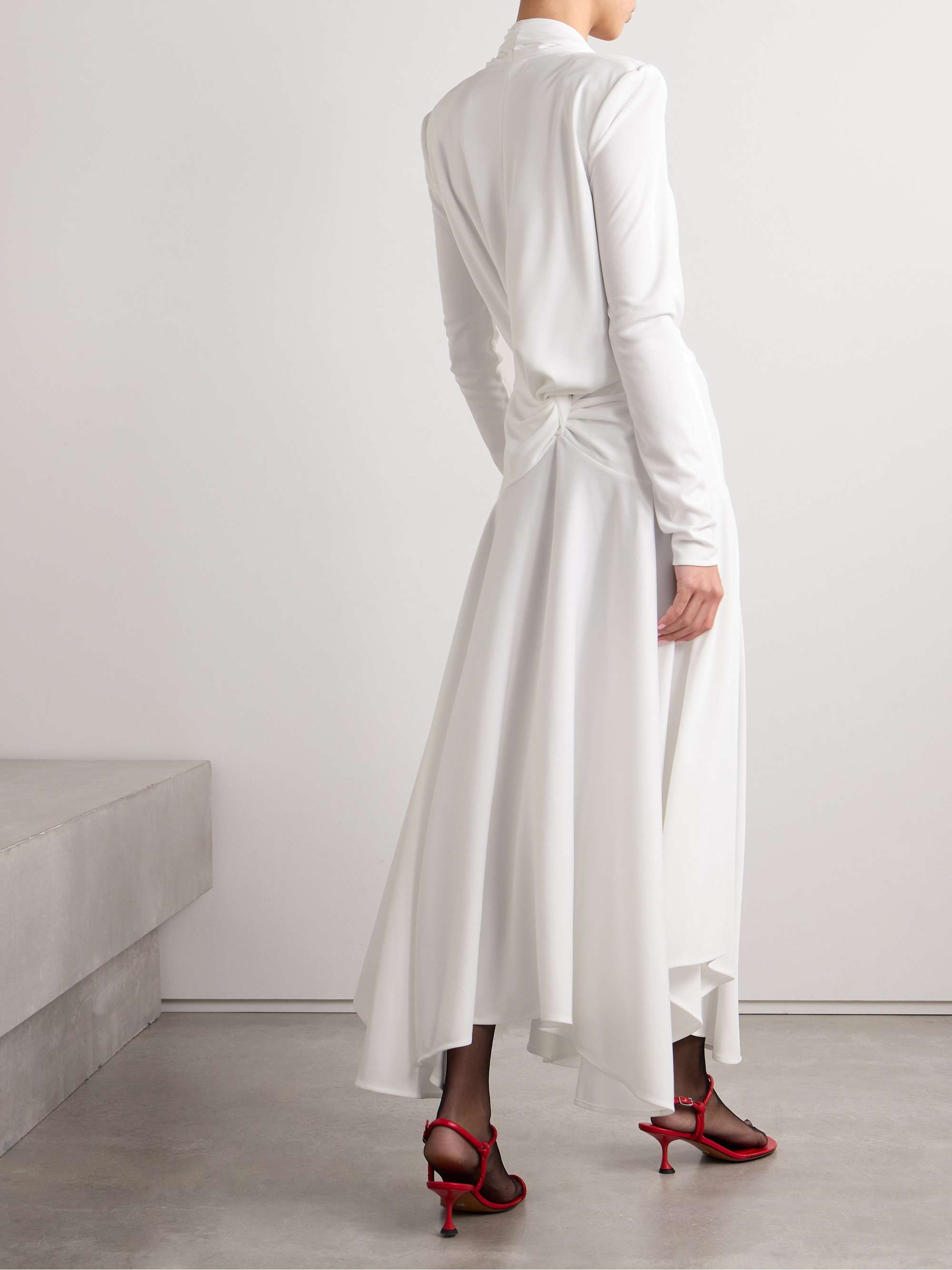 INTERIOR The Aria asymmetric twist-front crepe maxi dress | NET-A-PORTER