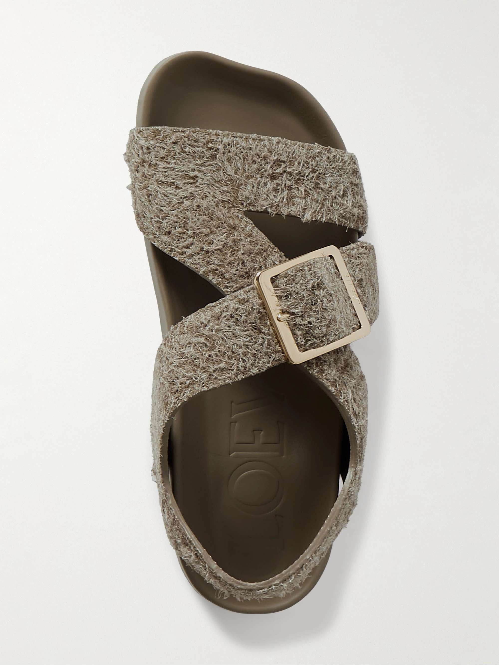 LOEWE Ease buckled brushed-suede sandals | NET-A-PORTER